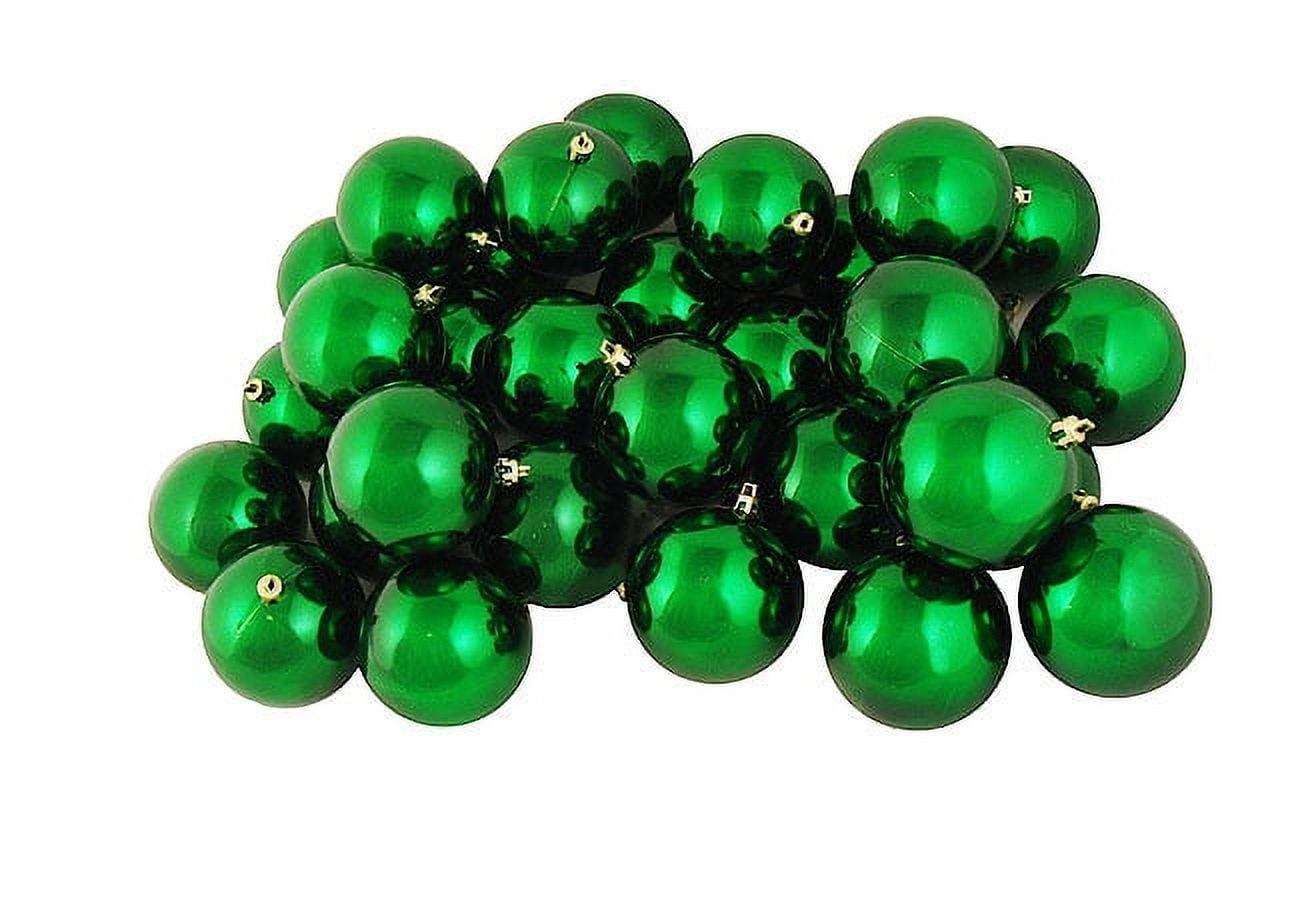 32ct Green Shatterproof Shiny Christmas Ball Ornaments 3.25" (80mm ...