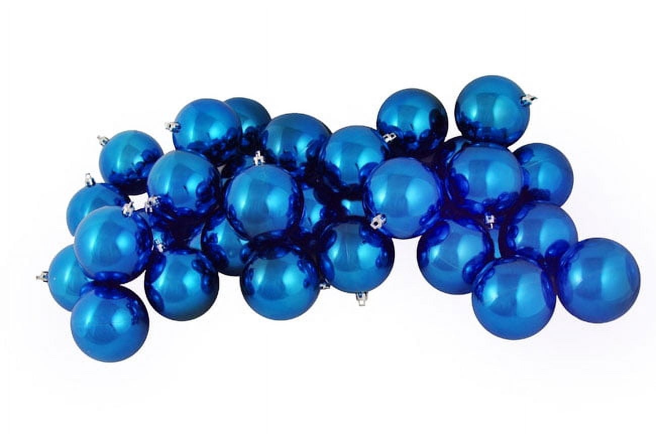 32ct Lavish Blue Shatterproof Shiny Christmas Ball Ornaments 3.25 ...