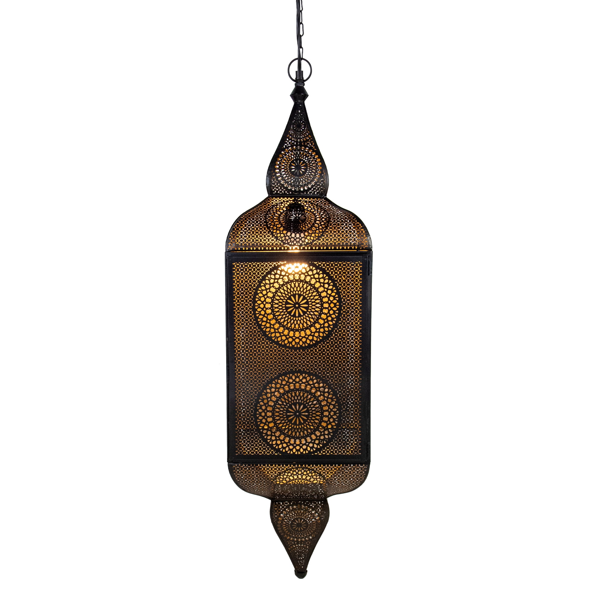 Northlight 35" Black and Gold Moroccan Style Hanging Lantern Ceiling ...
