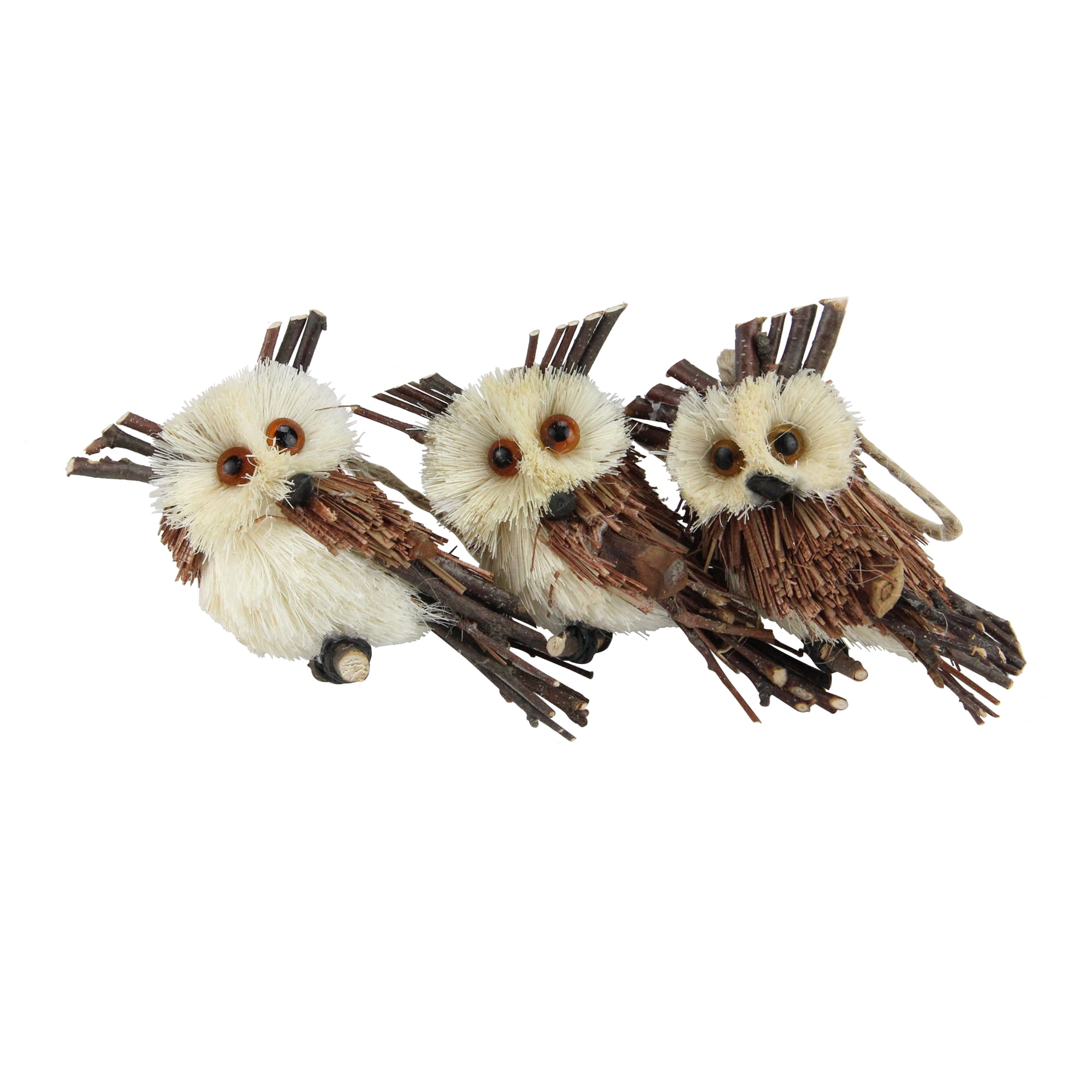 Northlight 3ct Owl Sisal Christmas Ornament Set 3.75" - Brown - Walmart.com