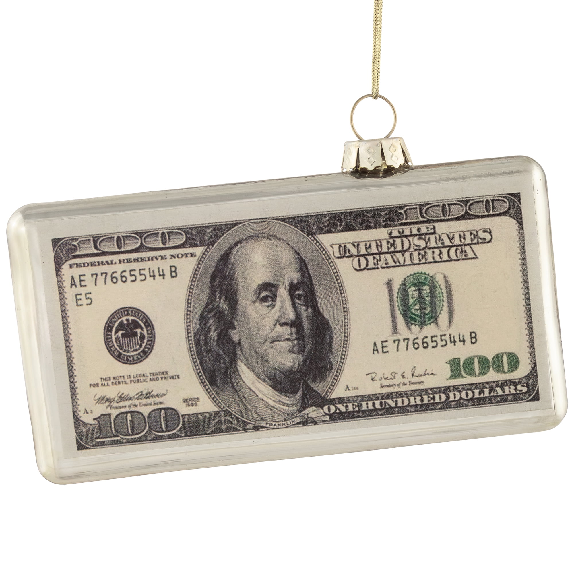 Northlight 4.5" Silver 100 Dollar Bill Glass Christmas Ornament ...