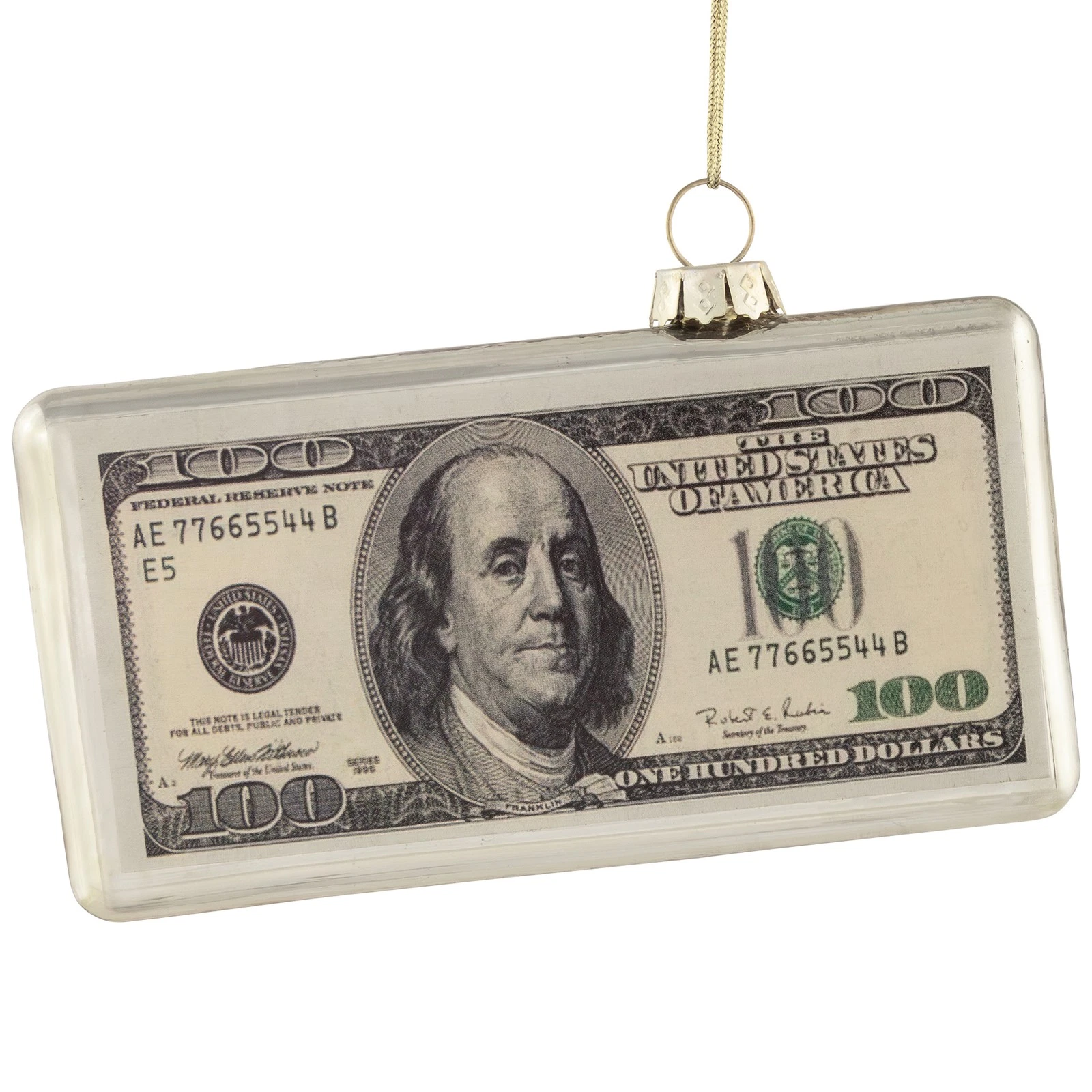 Northlight 4.5" Silver 100 Dollar Bill Glass Christmas Ornament ...
