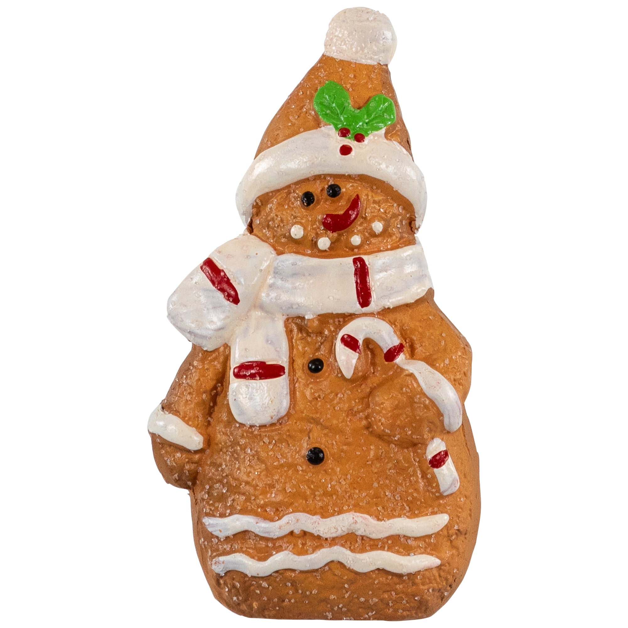 Northlight Frosted Gingerbread Snowman with Candy Cane Christmas ...