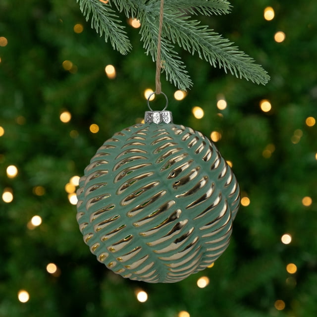 Northlight 4" Green and Gold Glass Ball Christmas Ornament - Walmart.com