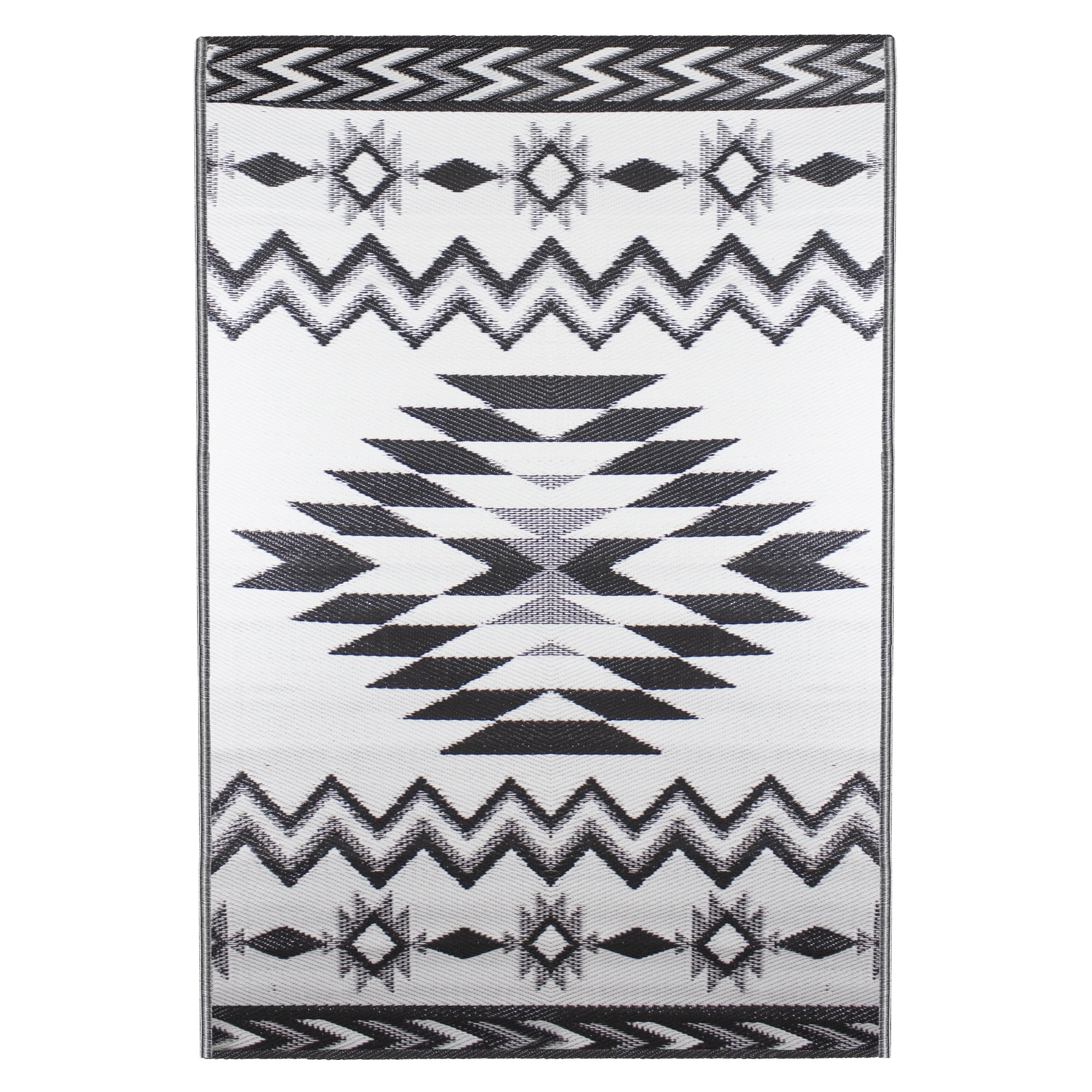 Northlight 4' x 6' Black and White Aztec Print Rectangular Outdoor Area ...