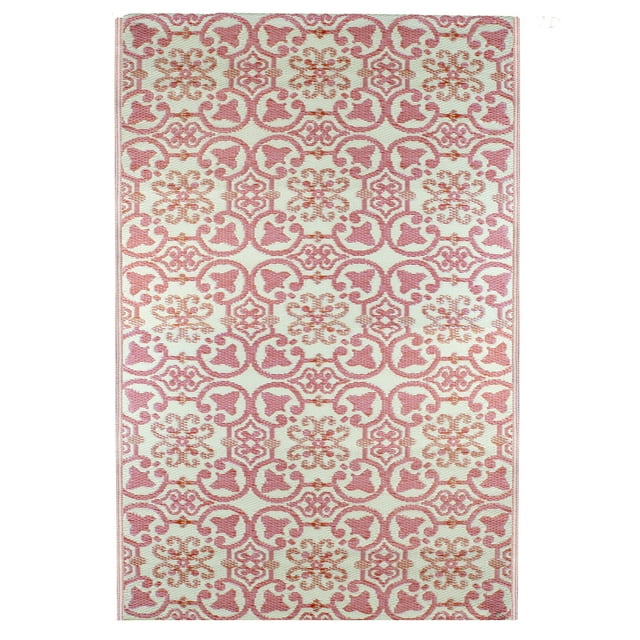 Northlight 4' x 6' Pink and Cream Floral Design Rectangular Outdoor ...