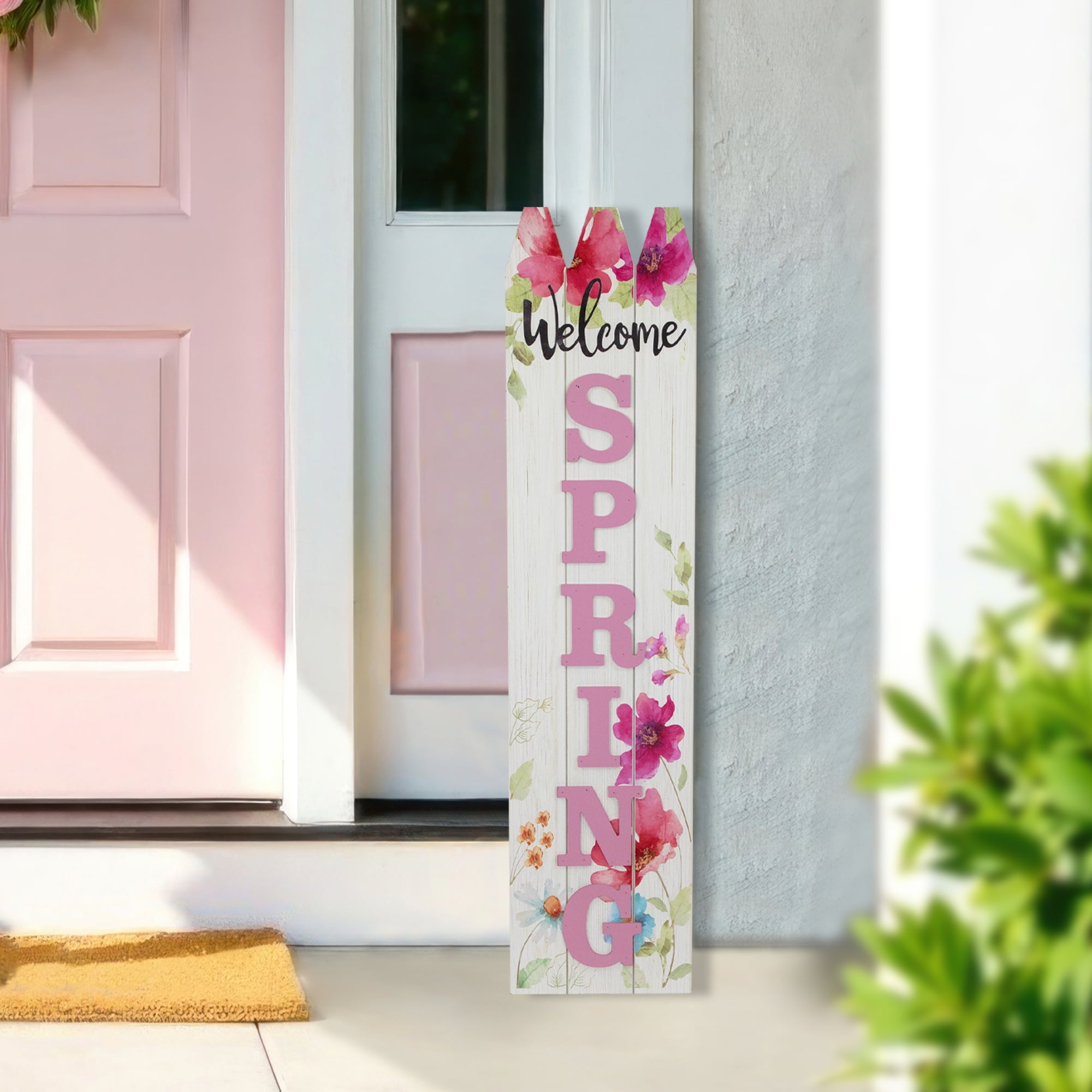 Northlight 40" Welcome Spring Floral Outdoor Porch Board Sign ...