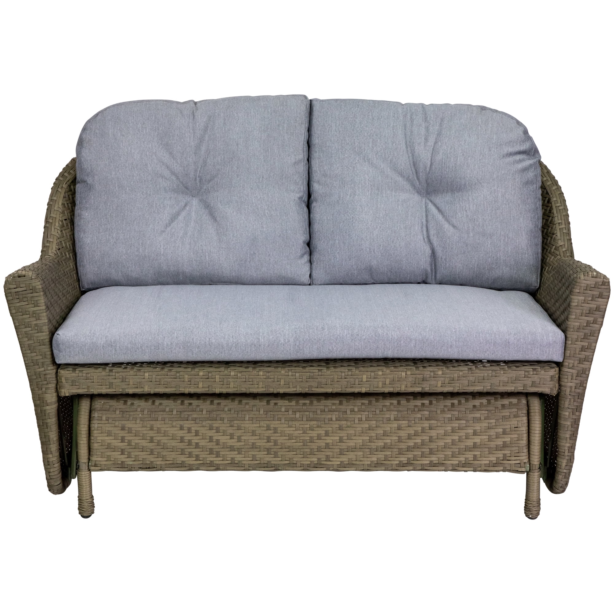 Northlight 46" Taupe Gray Resin Wicker Deep Seated Double Glider with ...