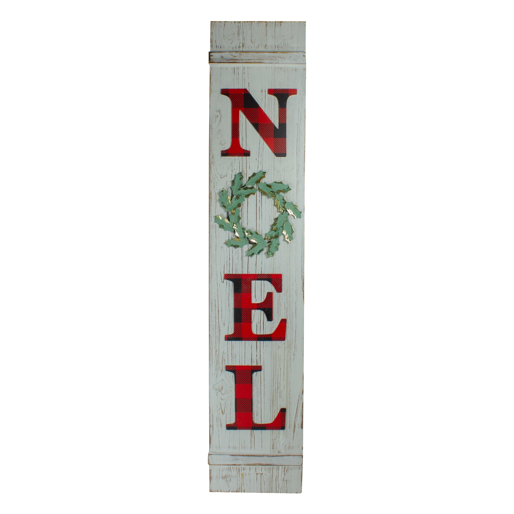 Northlight 47.5" Red Buffalo Plaid Wooden Noel Christmas Porch Board ...