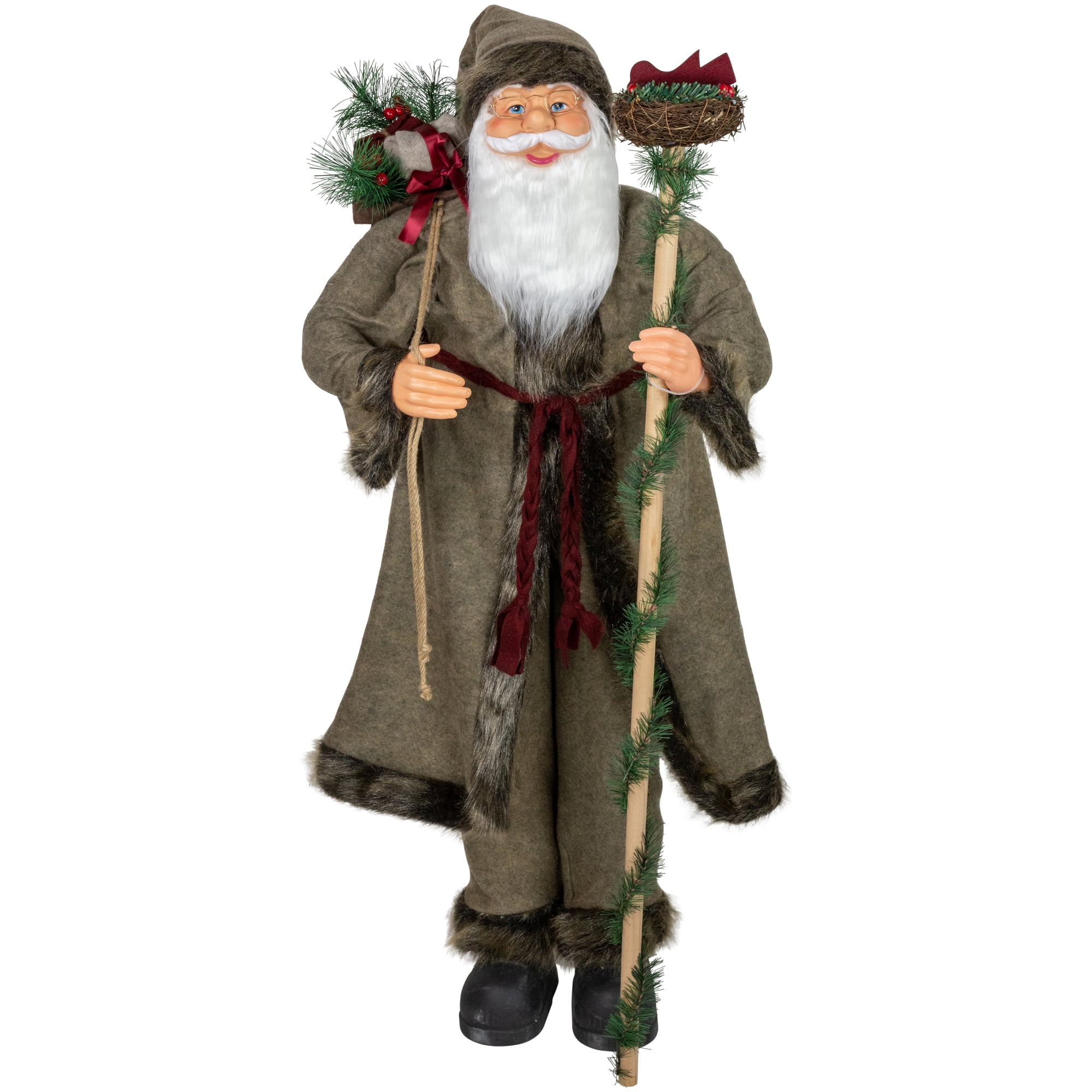 Northlight 48" Olive Green Santa Claus with Gift Bag Standing Christmas ...