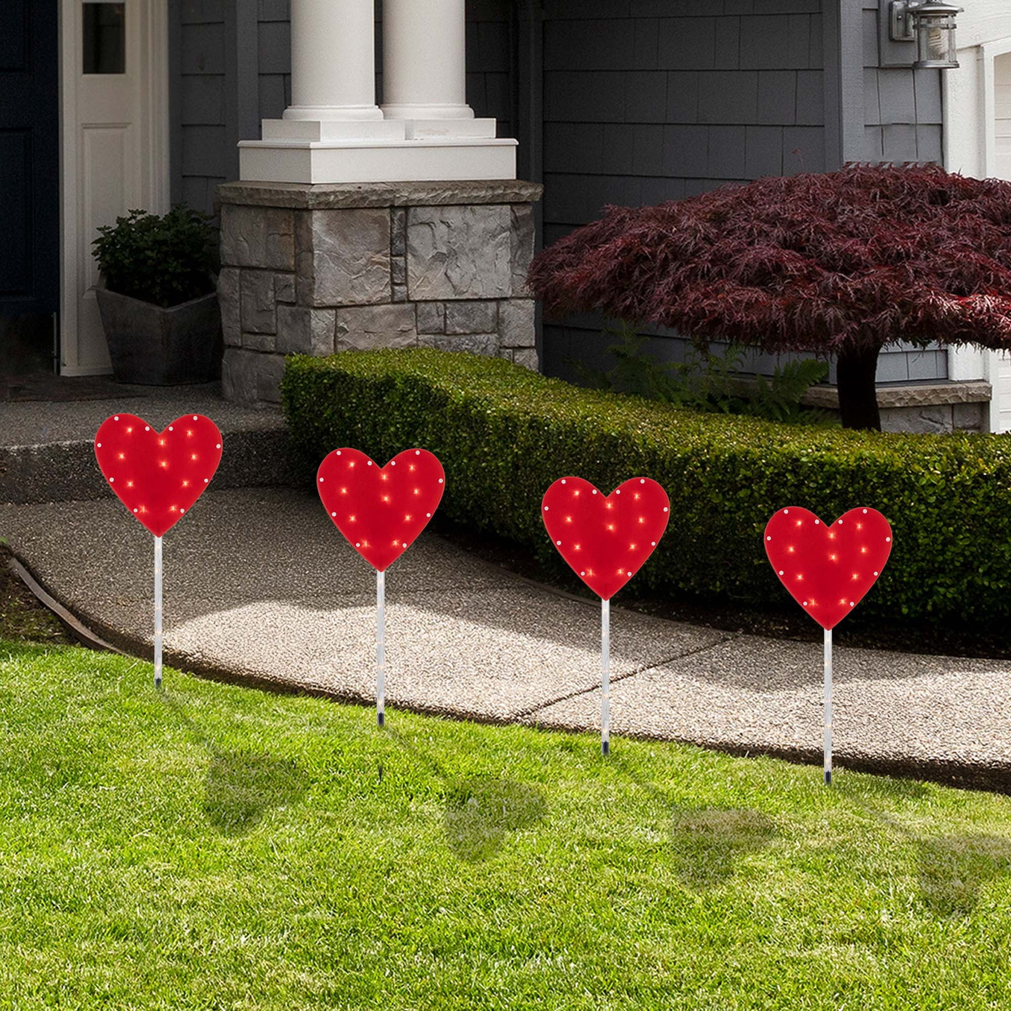 Northlight 4ct Red Heart Valentine's Day Pathway Marker Lawn Stakes ...