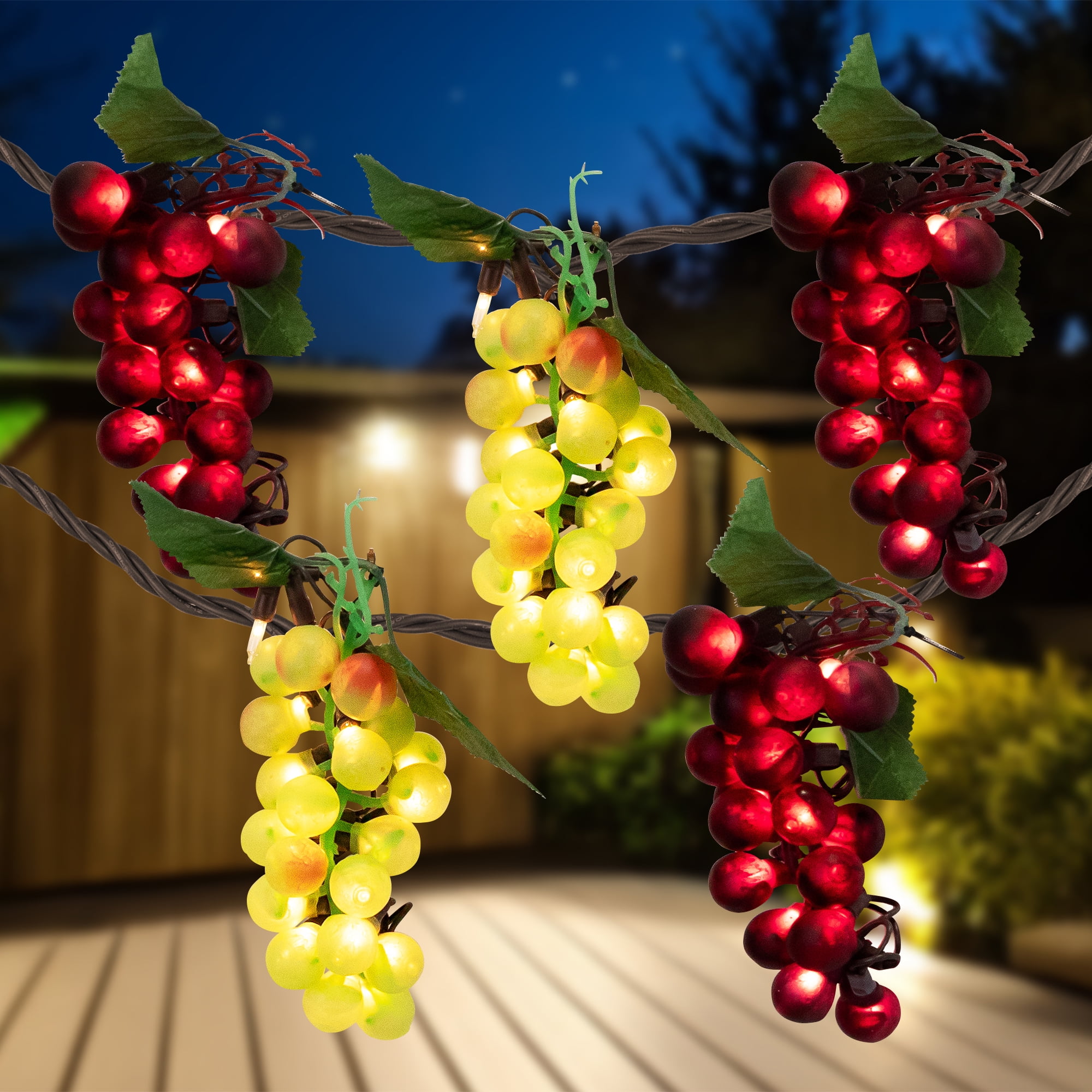 Northlight 5-Count Red and Green Grape Cluster String Light Set, 8ft ...