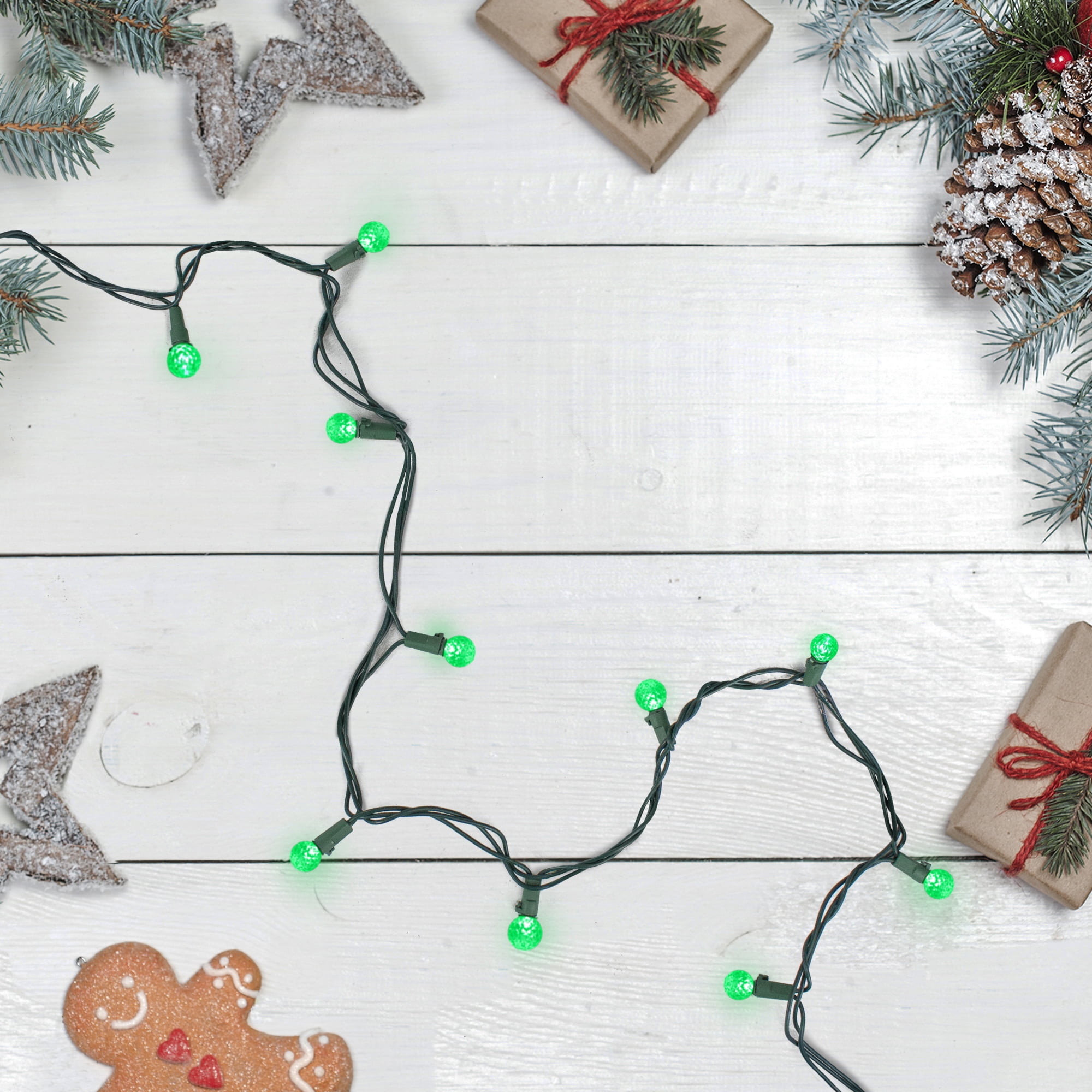 Northlight LED G12 Berry Faceted Christmas Lights - Green - 15' Green ...