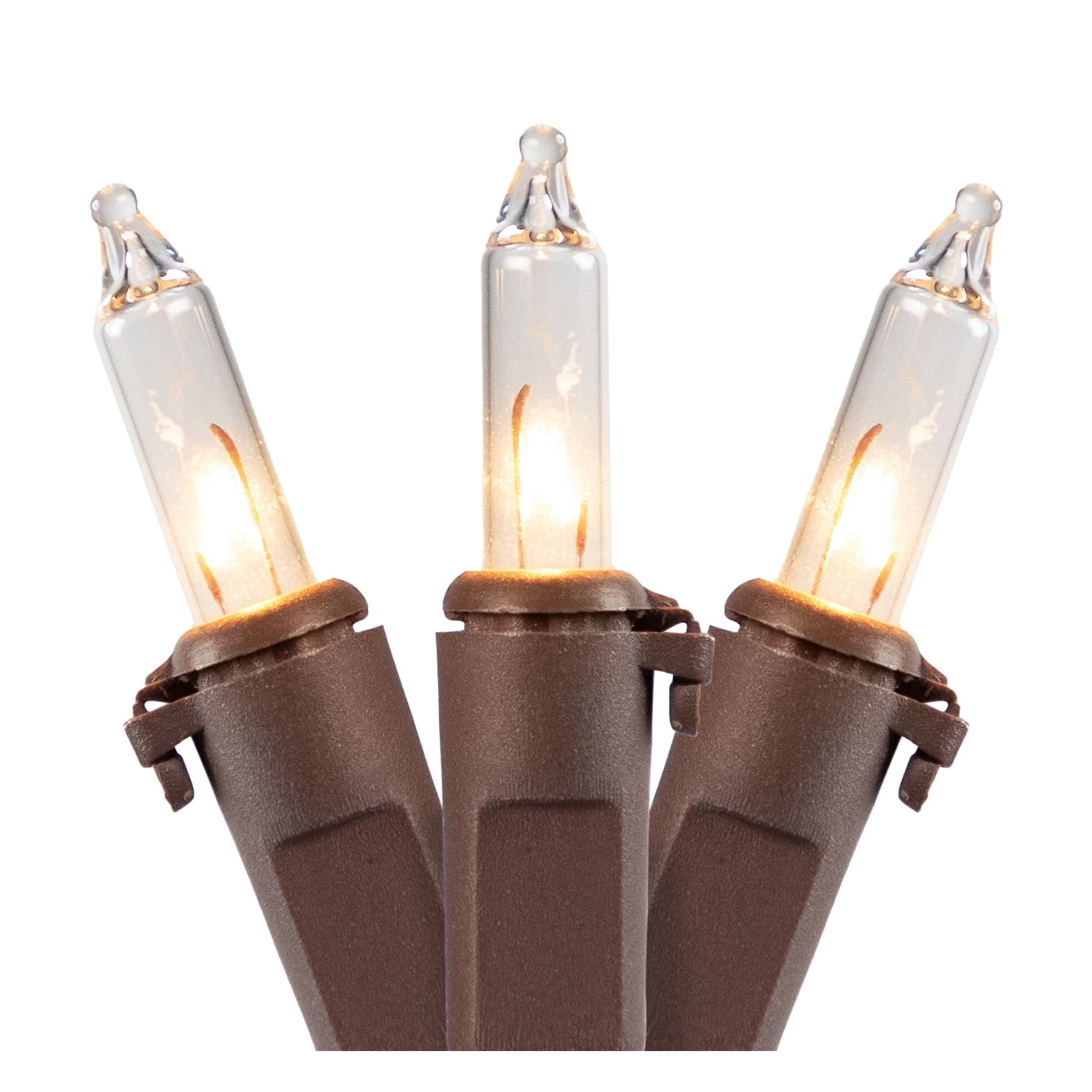 Northlight 50ct Clear Mini Christmas Lights - 10' Brown Wire, Indoor ...