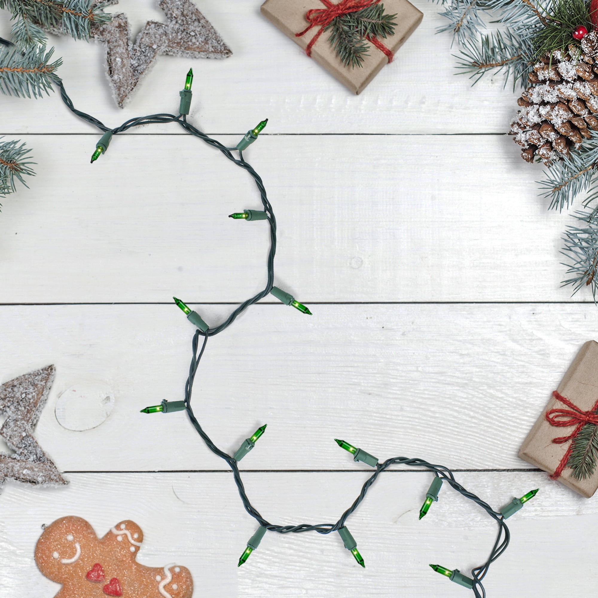 Northlight 50ct Incandescent Mini String Lights Green - 10' Green Wire ...