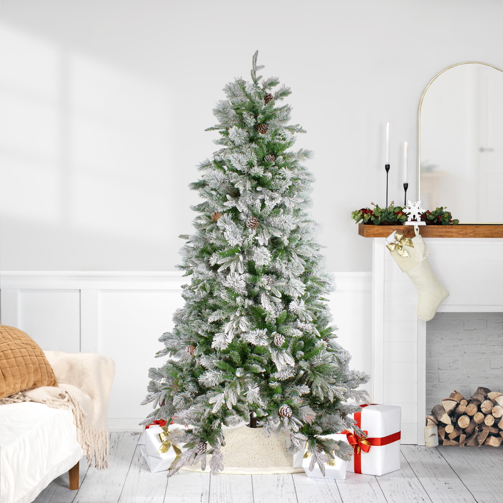 Northlight Real Touch™️Medium Flocked Rosemary Emerald Angel Pine ...
