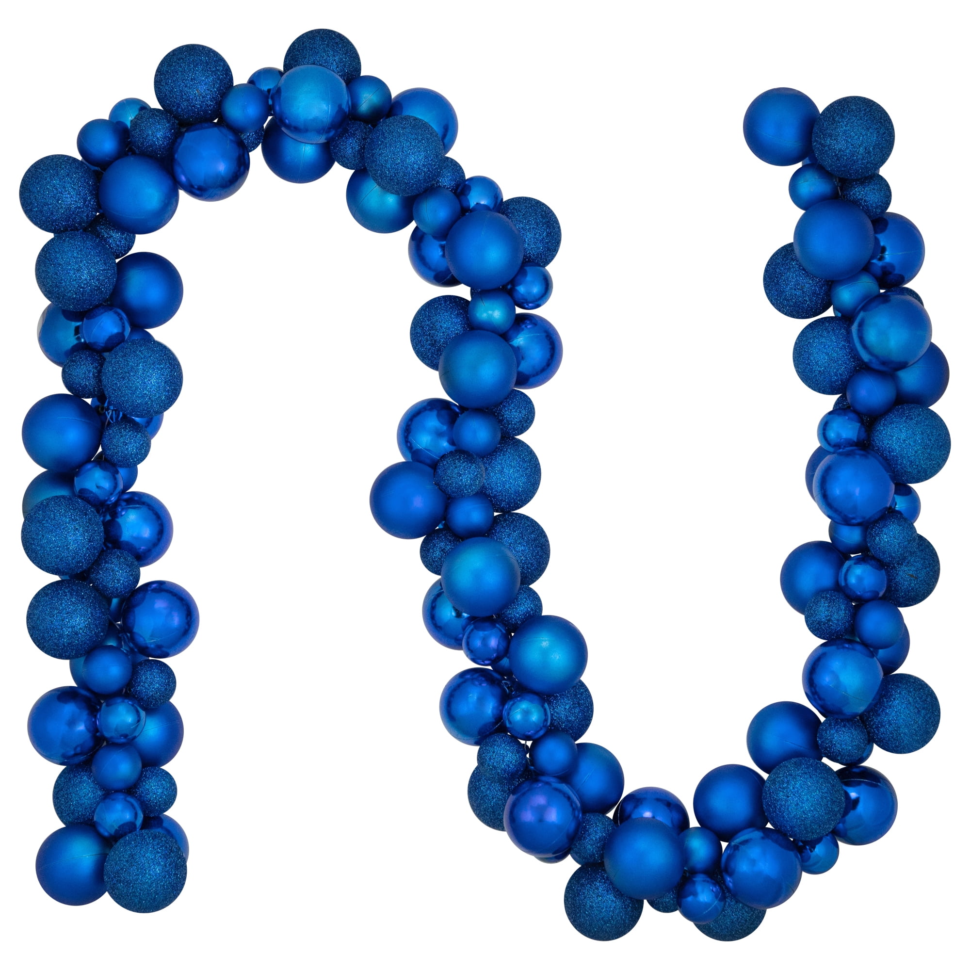Northlight 6' Blue 3-Finish Shatterproof Ball Christmas Garland ...