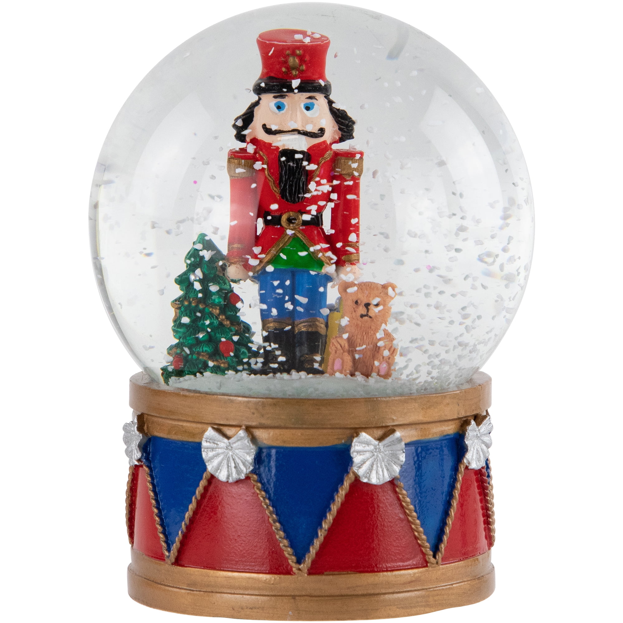 Northlight 6" Nutcracker with Teddy Bear Musical Christmas Snow Globe ...