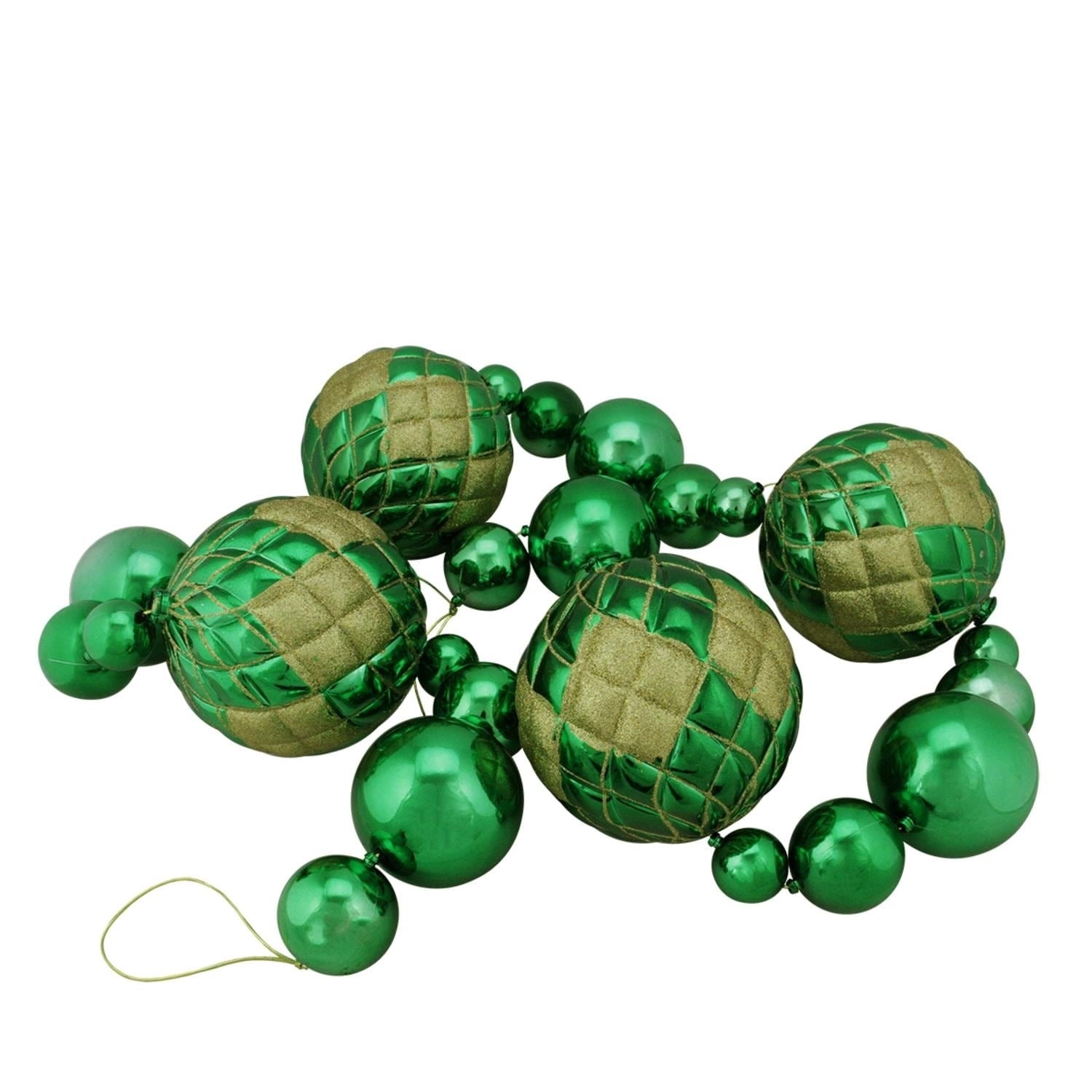 Northlight 6' Oversized Shatterproof Shiny Green Christmas Ball Garland ...