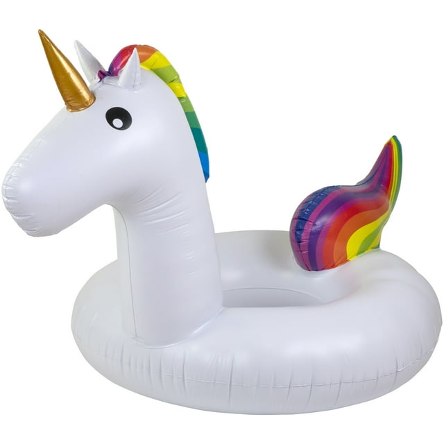 Northlight 68" Rainbow Unicorn Inflatable Swimming Pool Tube Ring Float ...