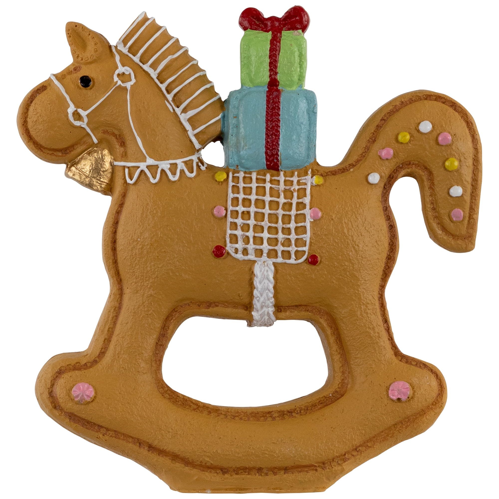 Northlight Gingerbread Rocking Horse with Presents Christmas Figurine ...