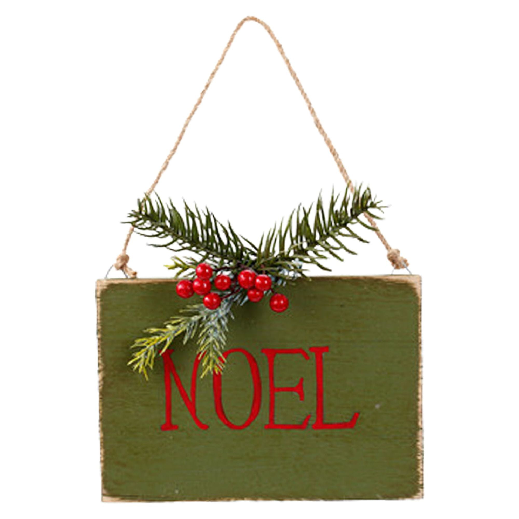 Northlight 7" Hanging "NOEL" Christmas Wall Decor with Pine and Berries ...