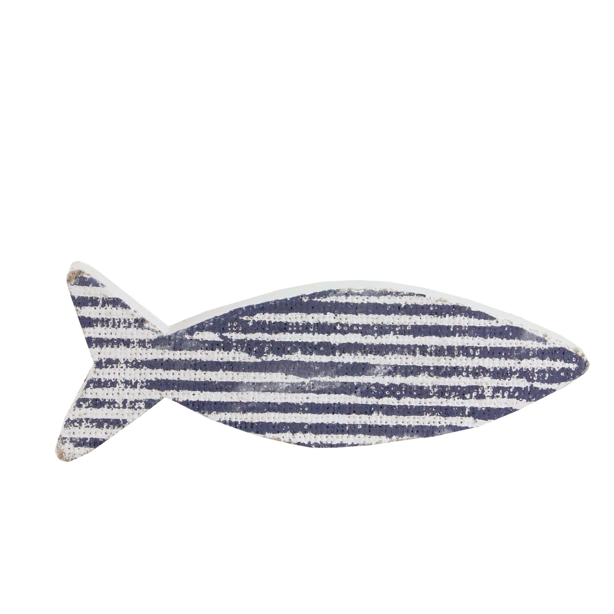 8" Cape Cod Inspired Table Top White and Blue Striped Fish Decoration ...