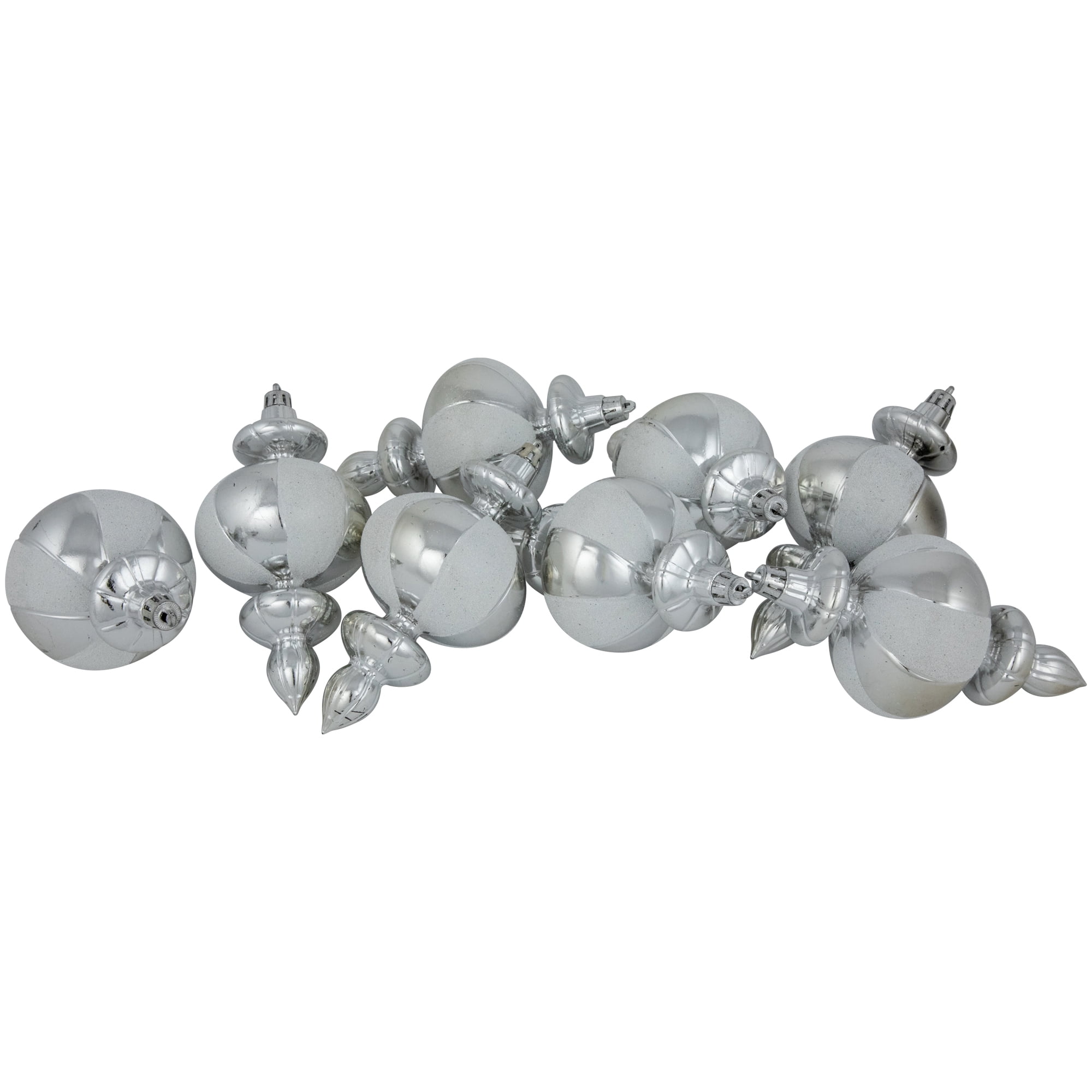 Northlight 8-Count Silver and White Shatterproof Finial Christmas ...