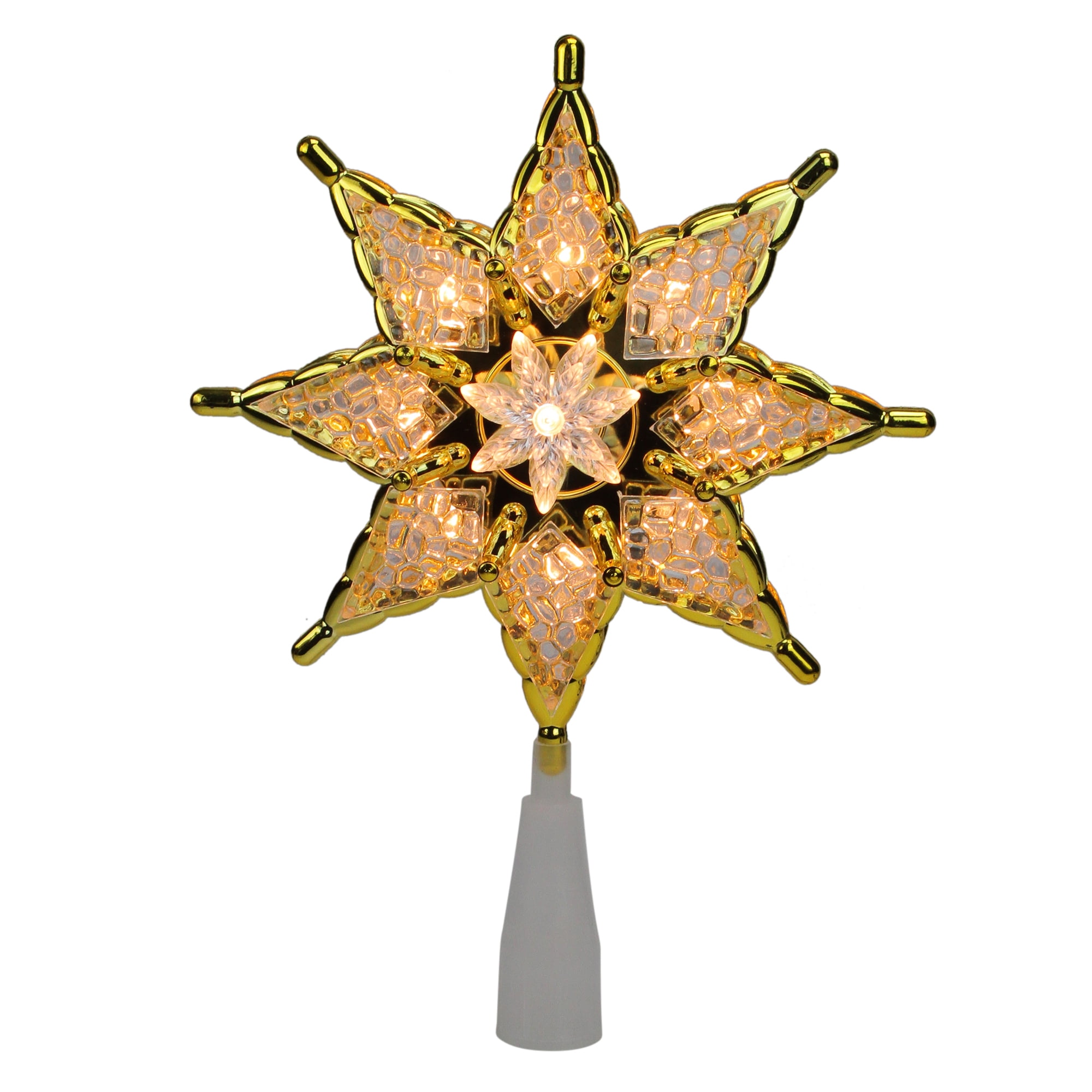 Northlight 8" Lighted Clear Crystal 8-Point Star Christmas Tree Topper ...