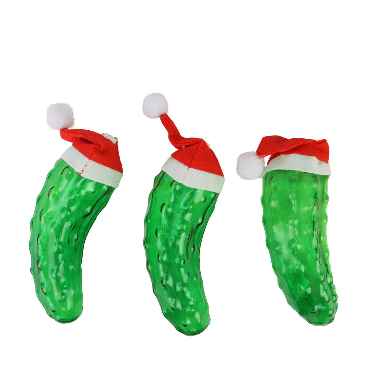 Northlight 8ct Battery Operated Musical LED Pickles with Santa Hats ...