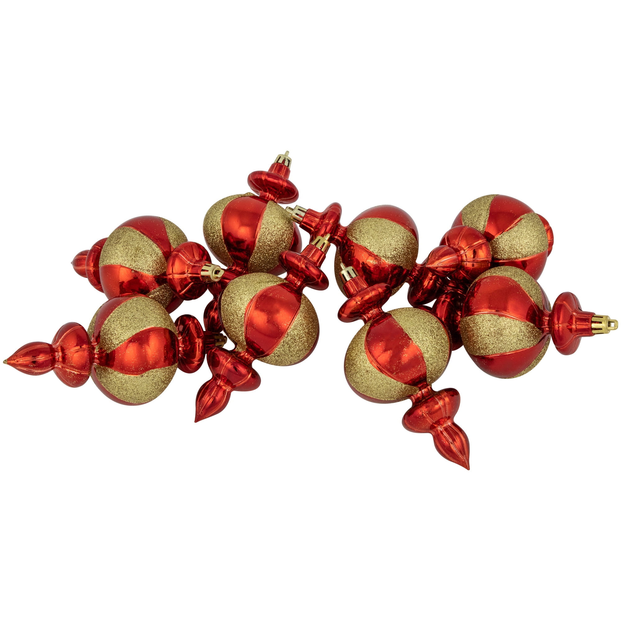 Northlight 8ct Red and Gold Shatterproof Finial Christmas Ornaments, 6 ...