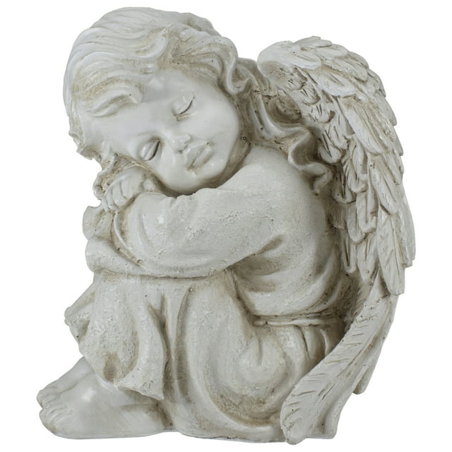 "Northlight 9.5"" Ivory Cherub Angel Statue, Distressed Outdoor Patio ...
