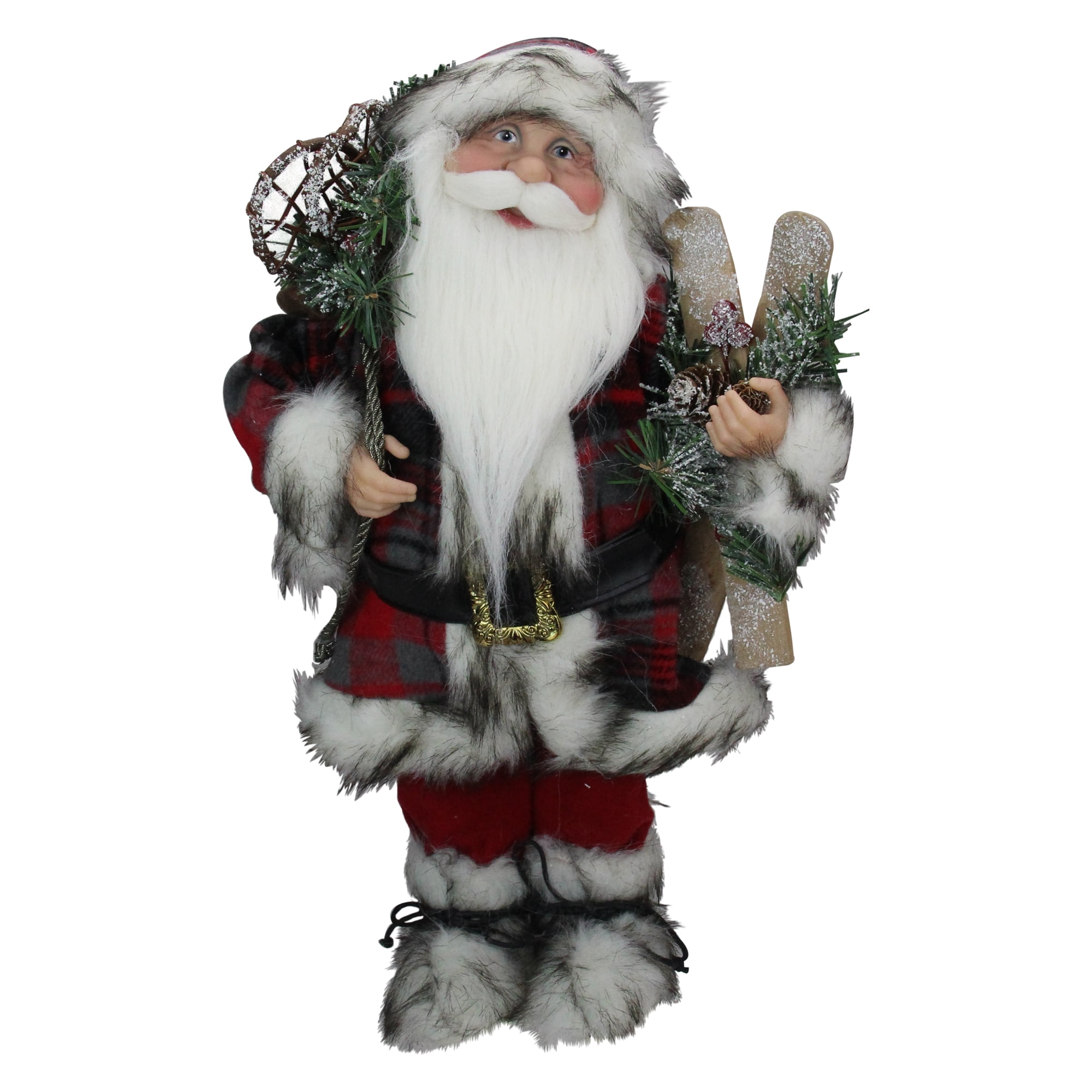 Alpine Chic Standing Santa Claus with Snowshoes and Skis Christmas ...