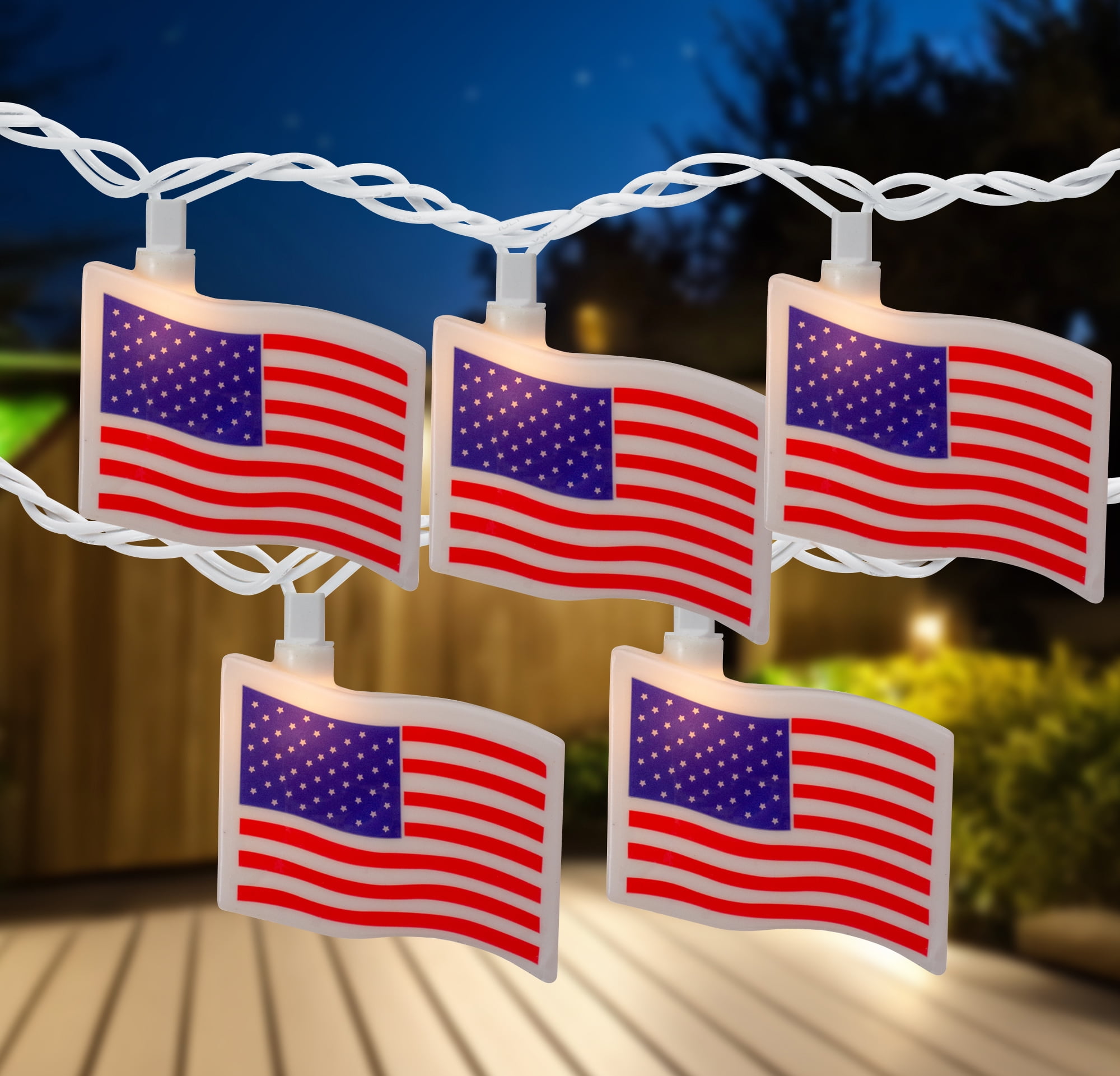 Northlight American Flag Indoor Outdoor Patriotic Patio Light Set - 7.5 ...