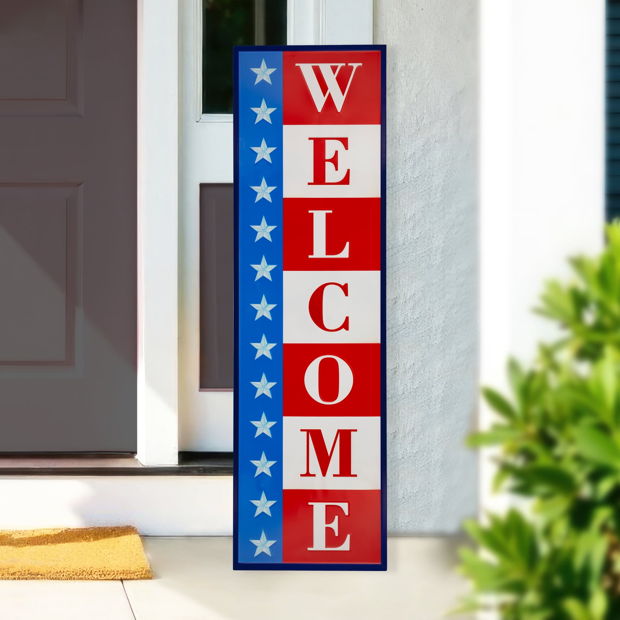 Northlight Americana "Welcome" Metal Porch Board Sign Decoration - 40 ...