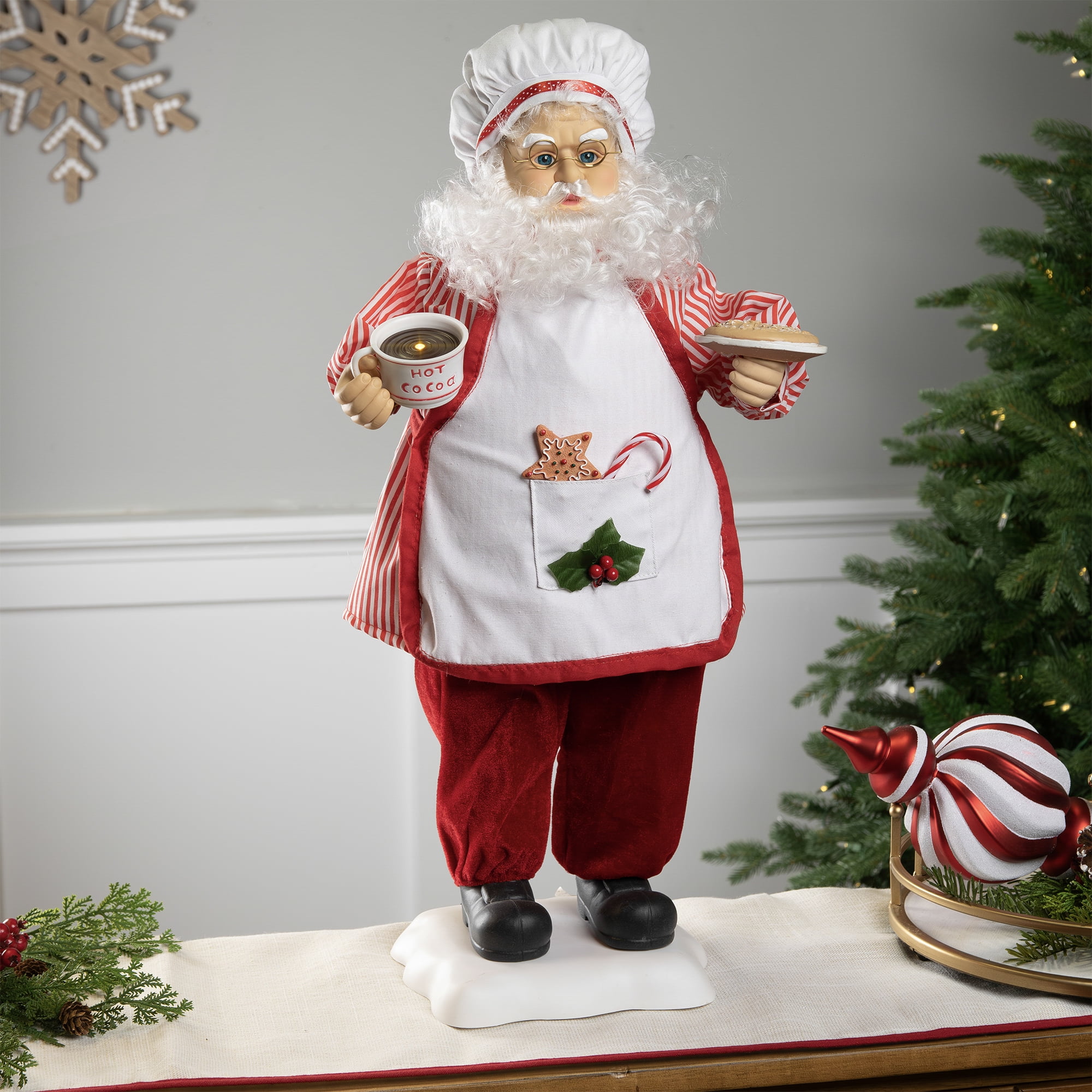 Northlight Animated and Musical Chef Santa Claus With Hot Cocoa and ...