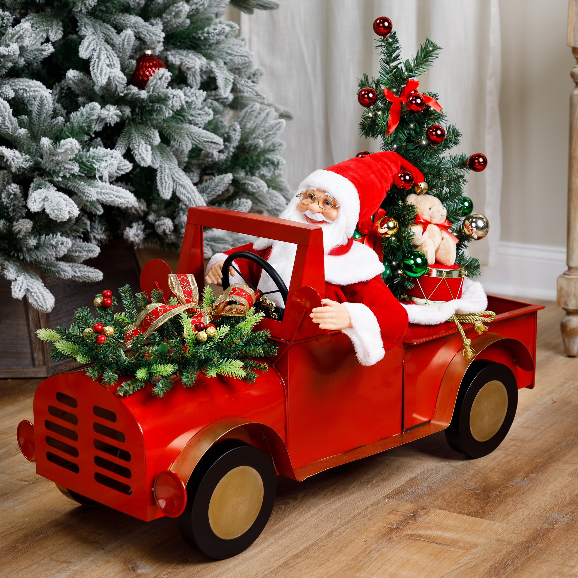 Northlight Animated and Musical Santa Driving Vintage Truck Christmas ...