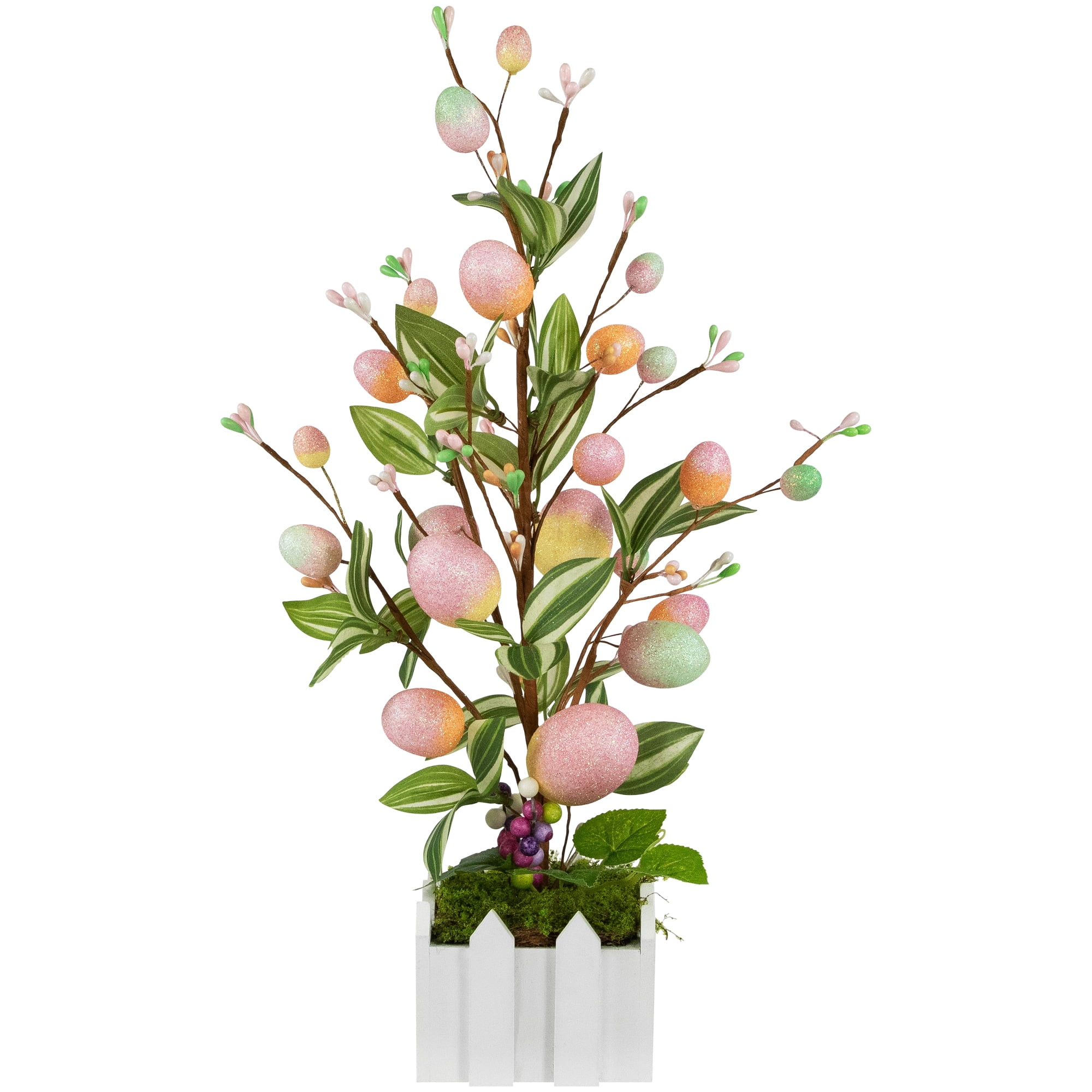 Northlight Artificial Potted Twig Tree with Easter Eggs - 18" - Pink ...