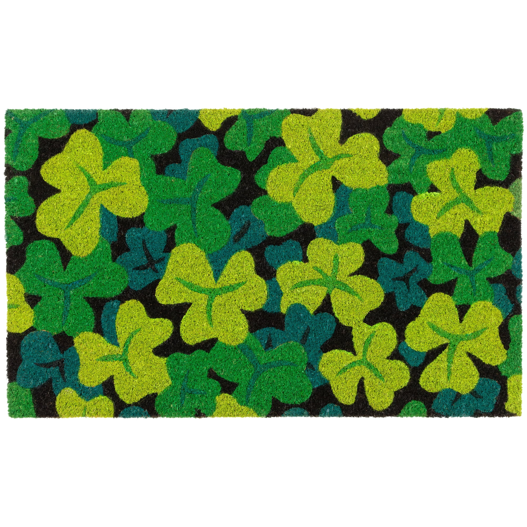 Northlight Black Coir Multicolor Green Shamrock Outdoor Doormat 18" x ...