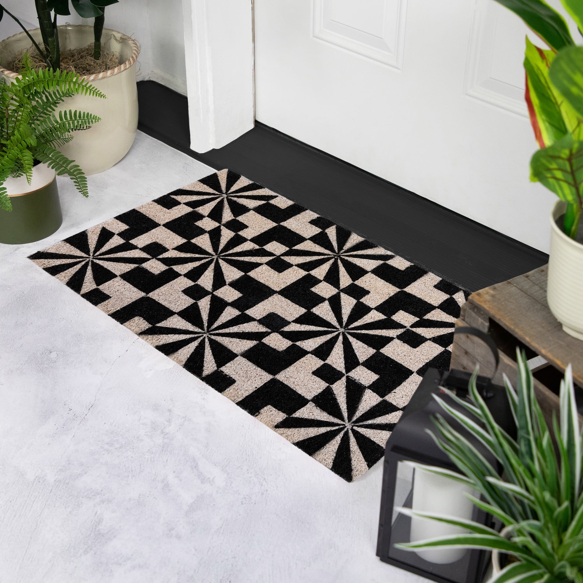 Northlight Black and Gray Abstract Rectangular Doormat 18" x 30 ...