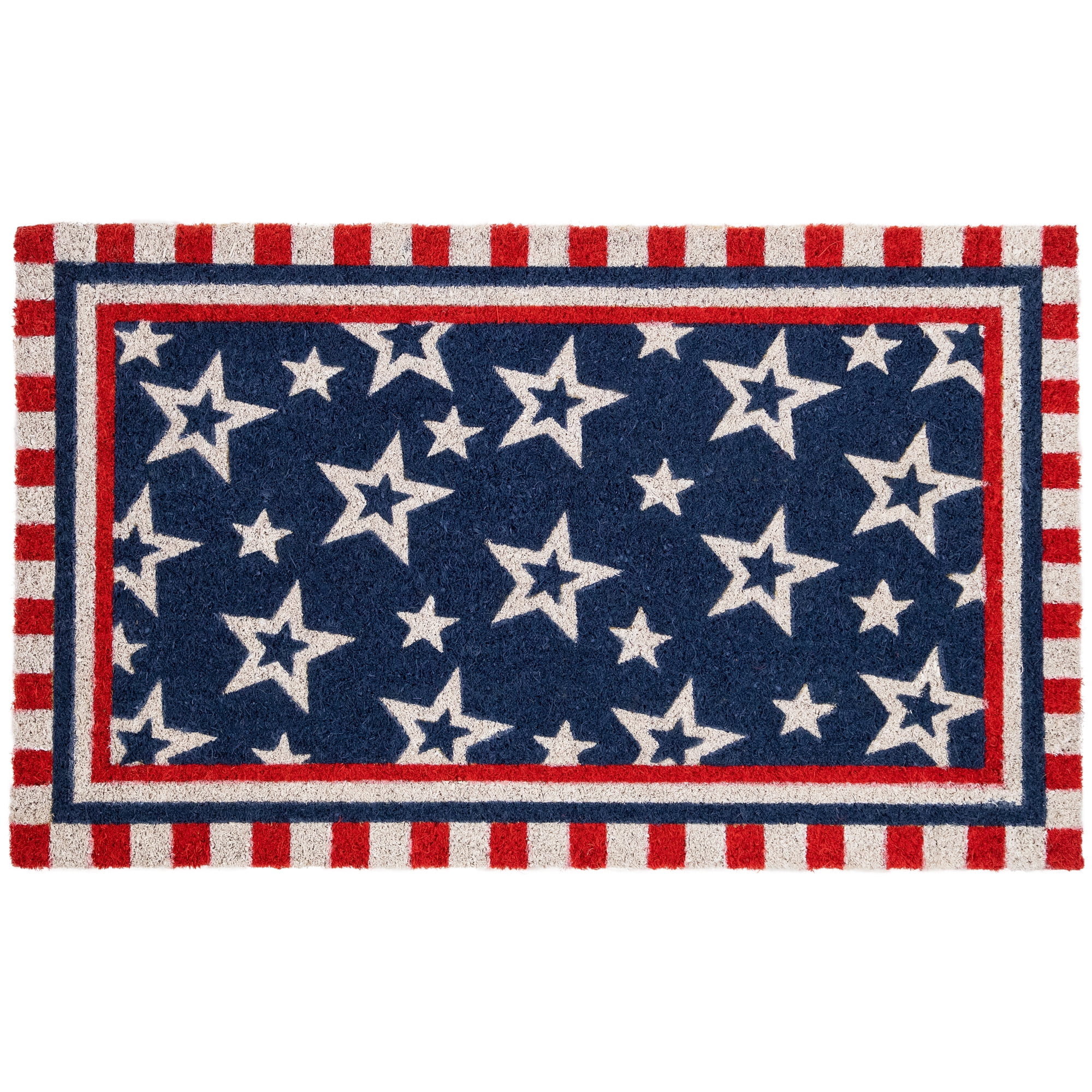 Northlight Blue and Red Americana Stars and Striped Border Coir Outdoor ...