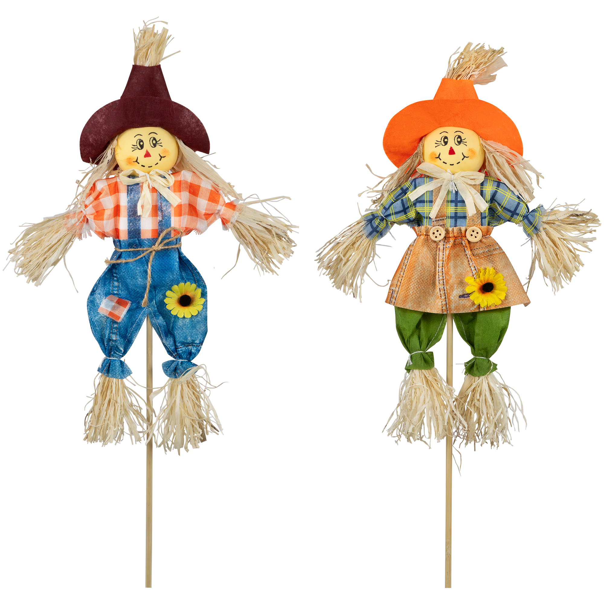 Northlight Boy and Girl Fall Harvest Scarecrow Crafting Picks - 18 ...