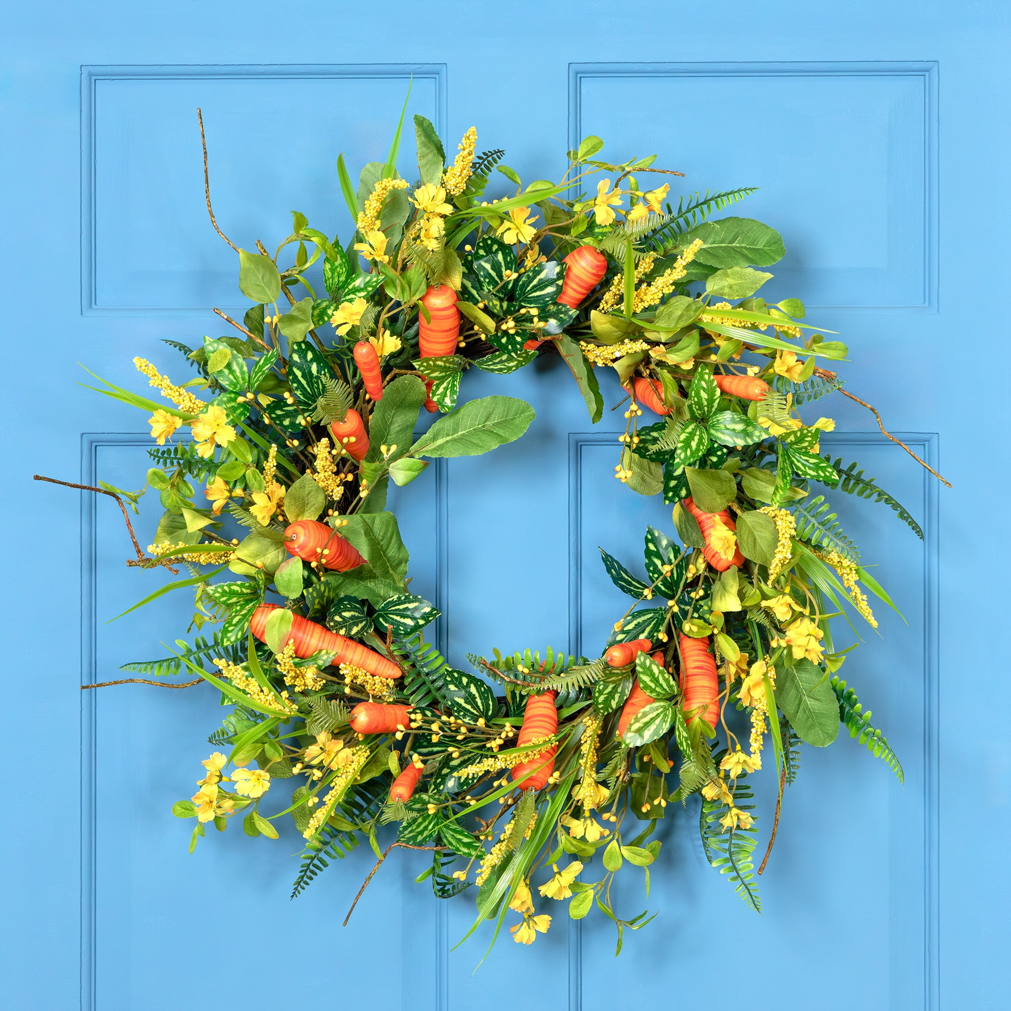 Northlight Floral Easter Artificial Wreath with Spring Carrots - 22 ...