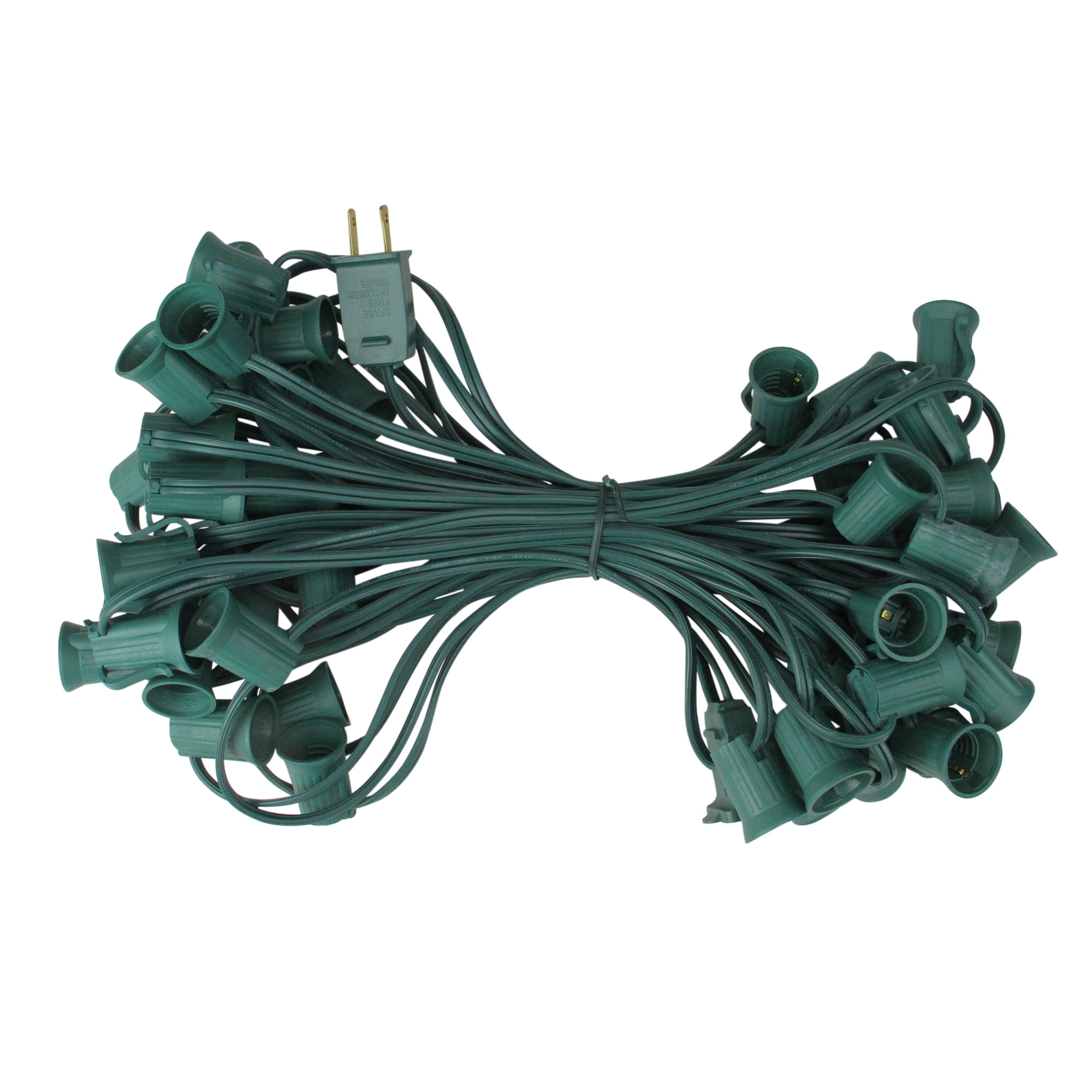 Northlight Commercial Grade C9 Christmas Light Socket Set - 50' Green ...