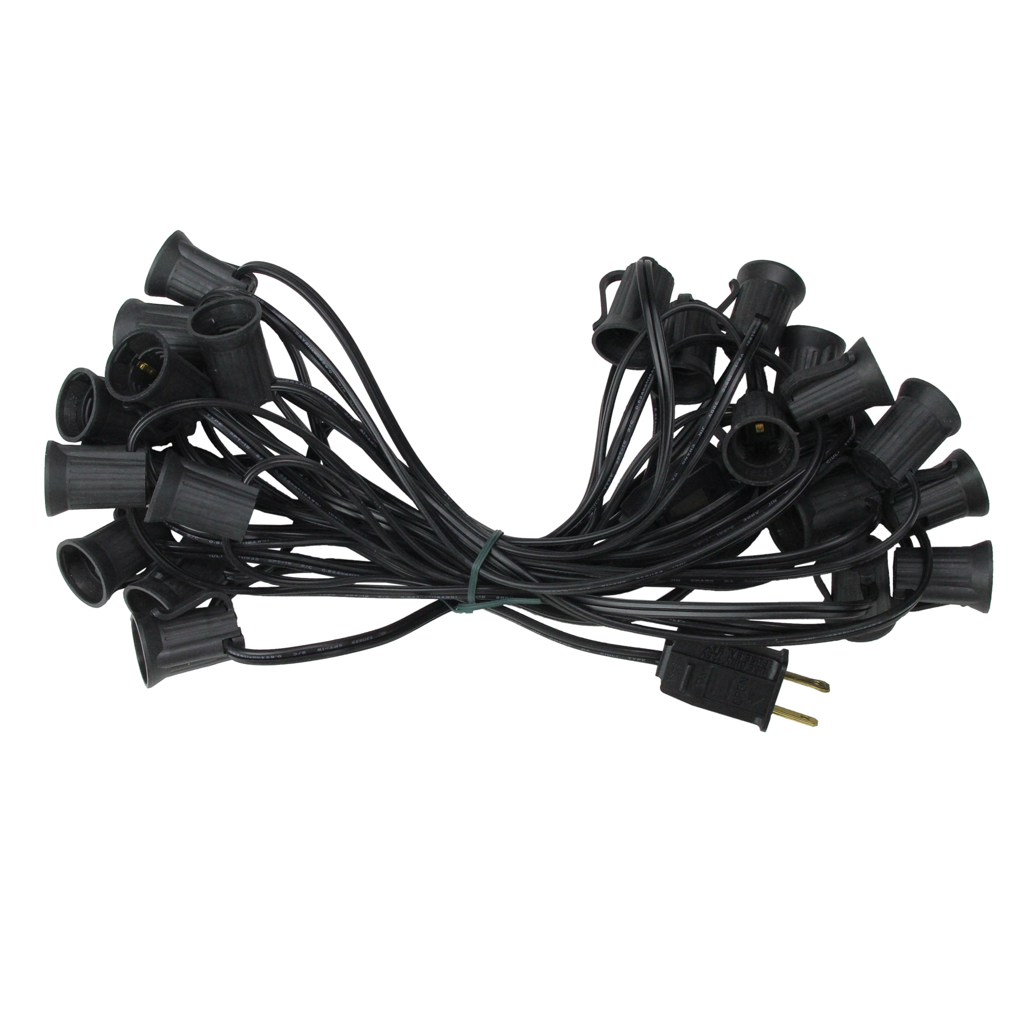 Northlight Commercial Grade C9 Christmas Light Socket Set - 25' Black ...