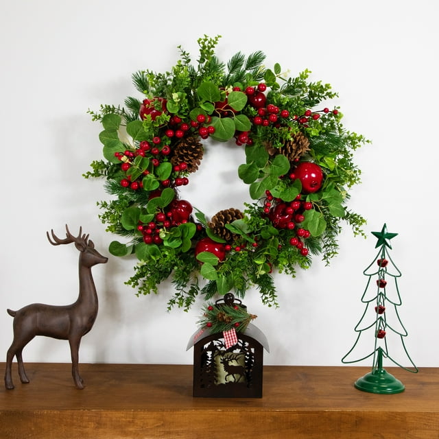 Northlight Crabapple and Berries Boxwood and Pine Artificial Christmas ...