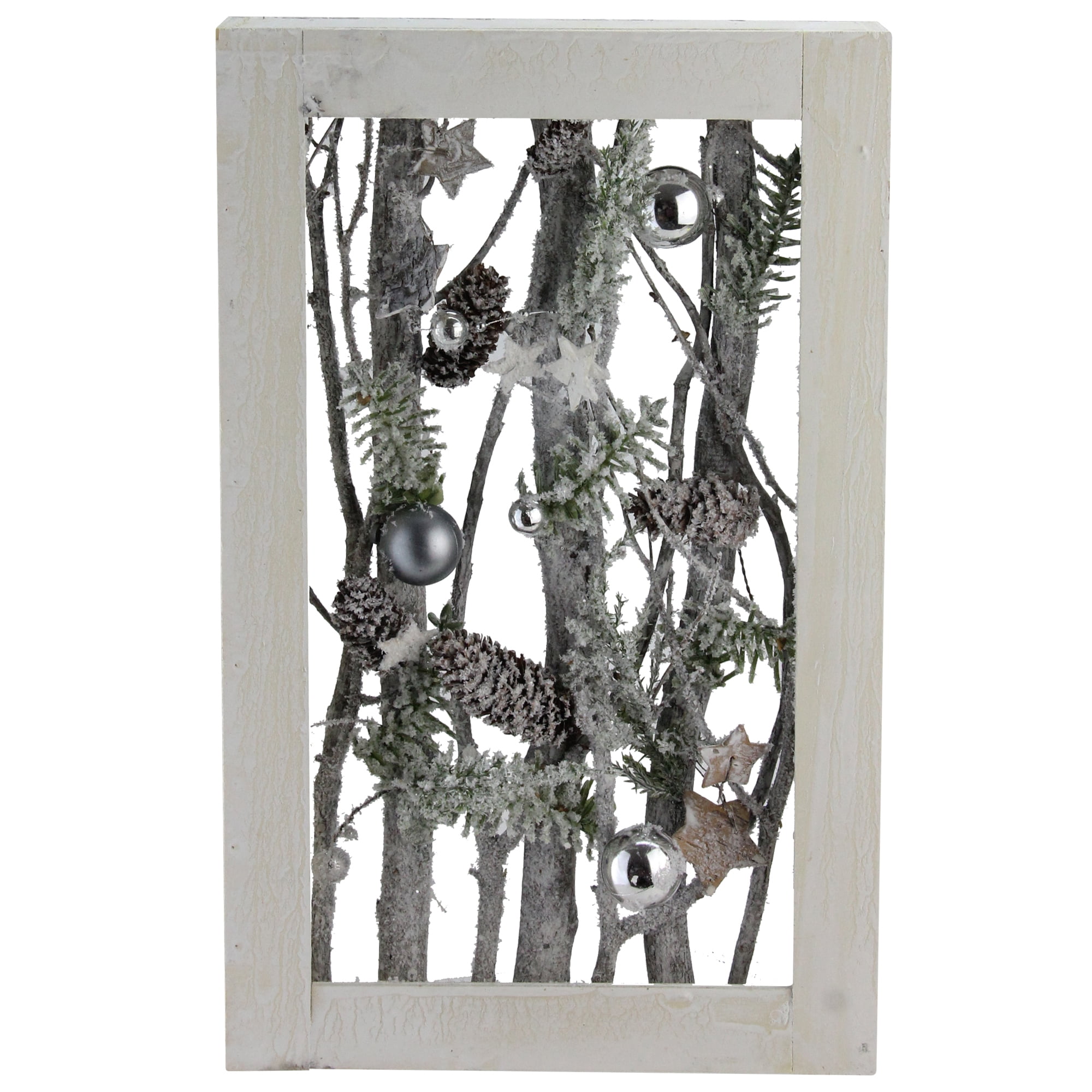 Northlight Decorated Standing Birch Branches in Wood Frame Table or ...