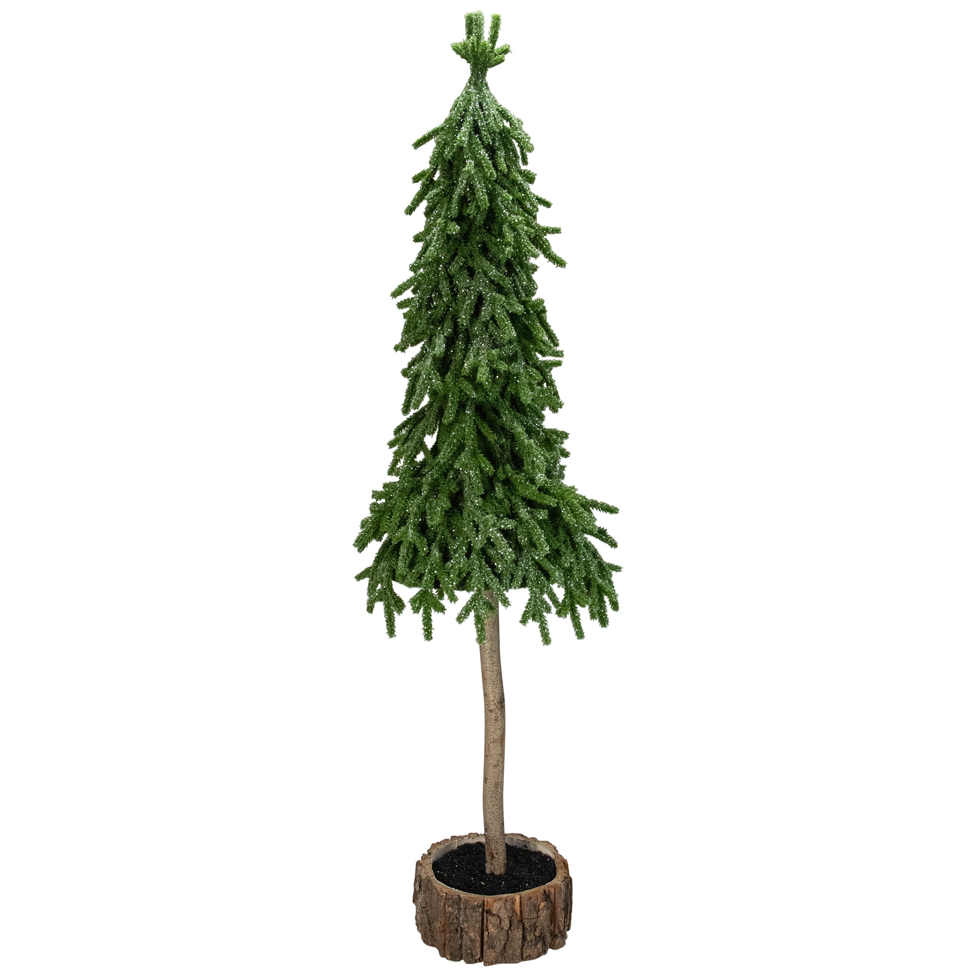 Northlight Downswept Iced Artificial Christmas Tree Wood Base - 29.5 ...