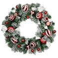 Northlight 24-Inch Frosted Pine Christmas Wreath with Candy Ornaments ...