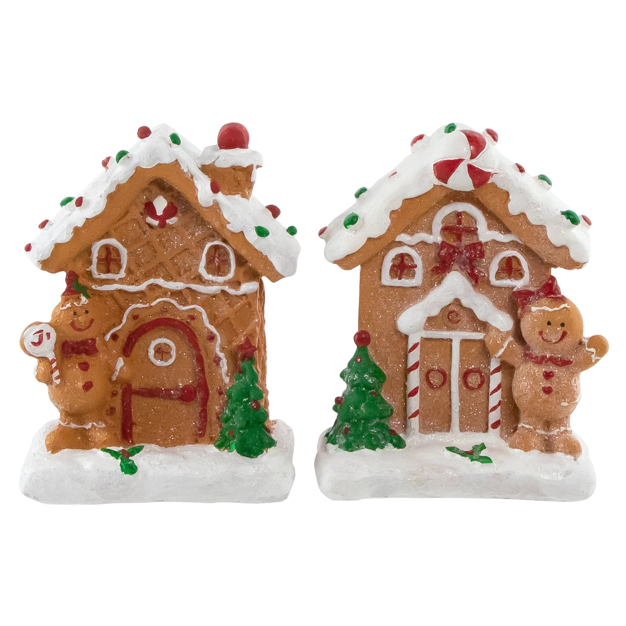 Northlight Indoor Xmas Decor Set of 2 Gingerbread Houses With Boy and ...